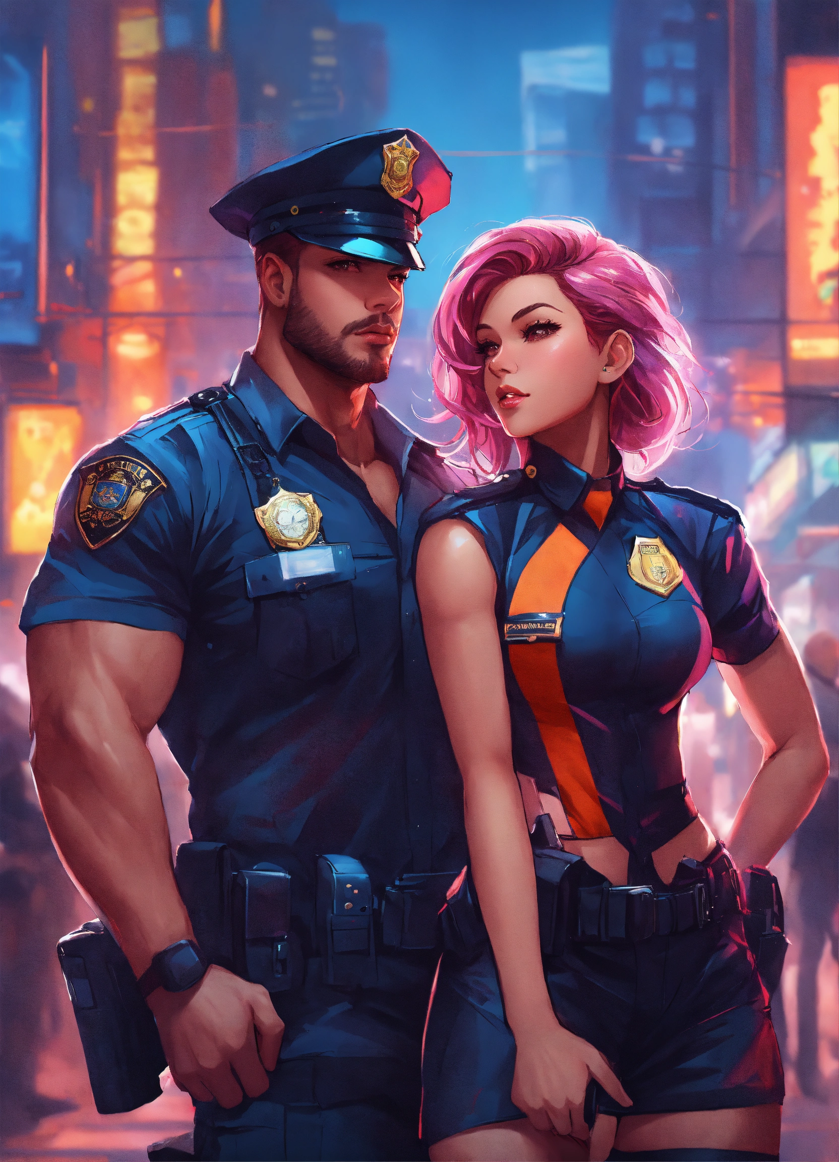 Lexica - Illustration of a city, vibrant colors, fair skin, couple ...