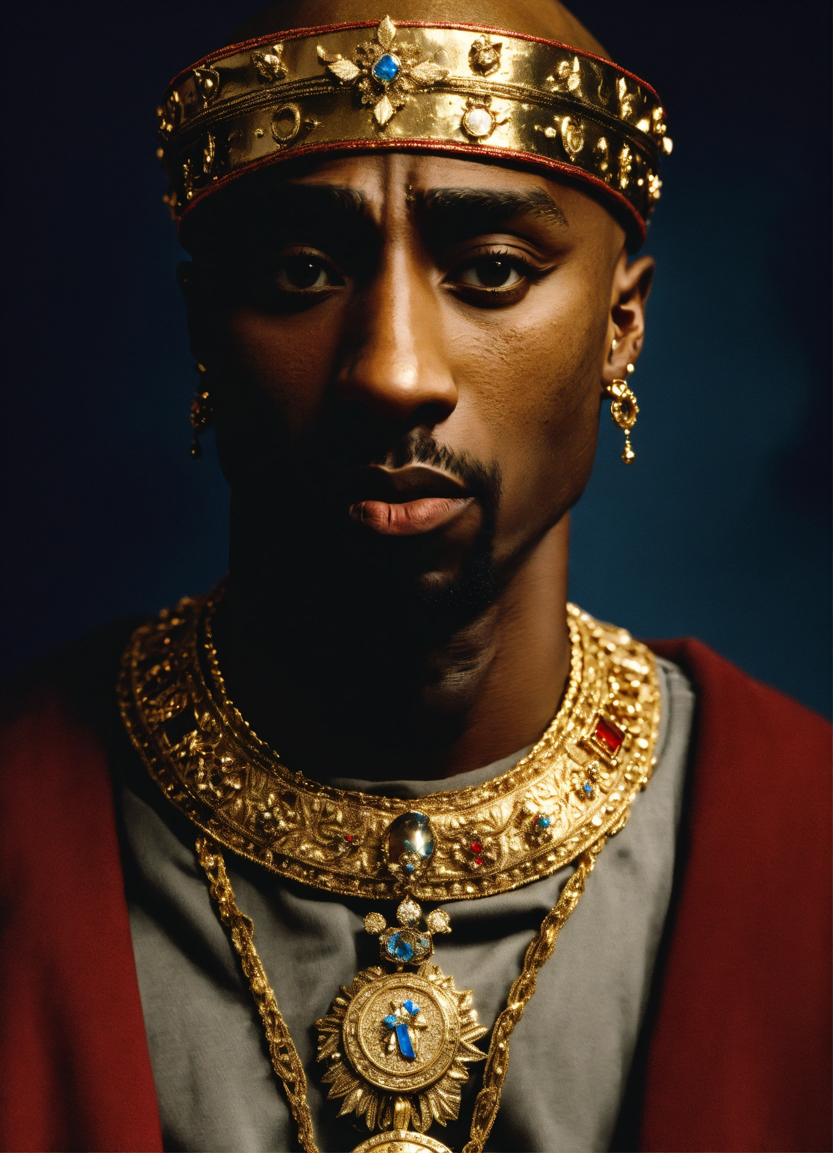 Lexica - Tupac Shakur wearing a royal Roman coronet portraying Julius ...