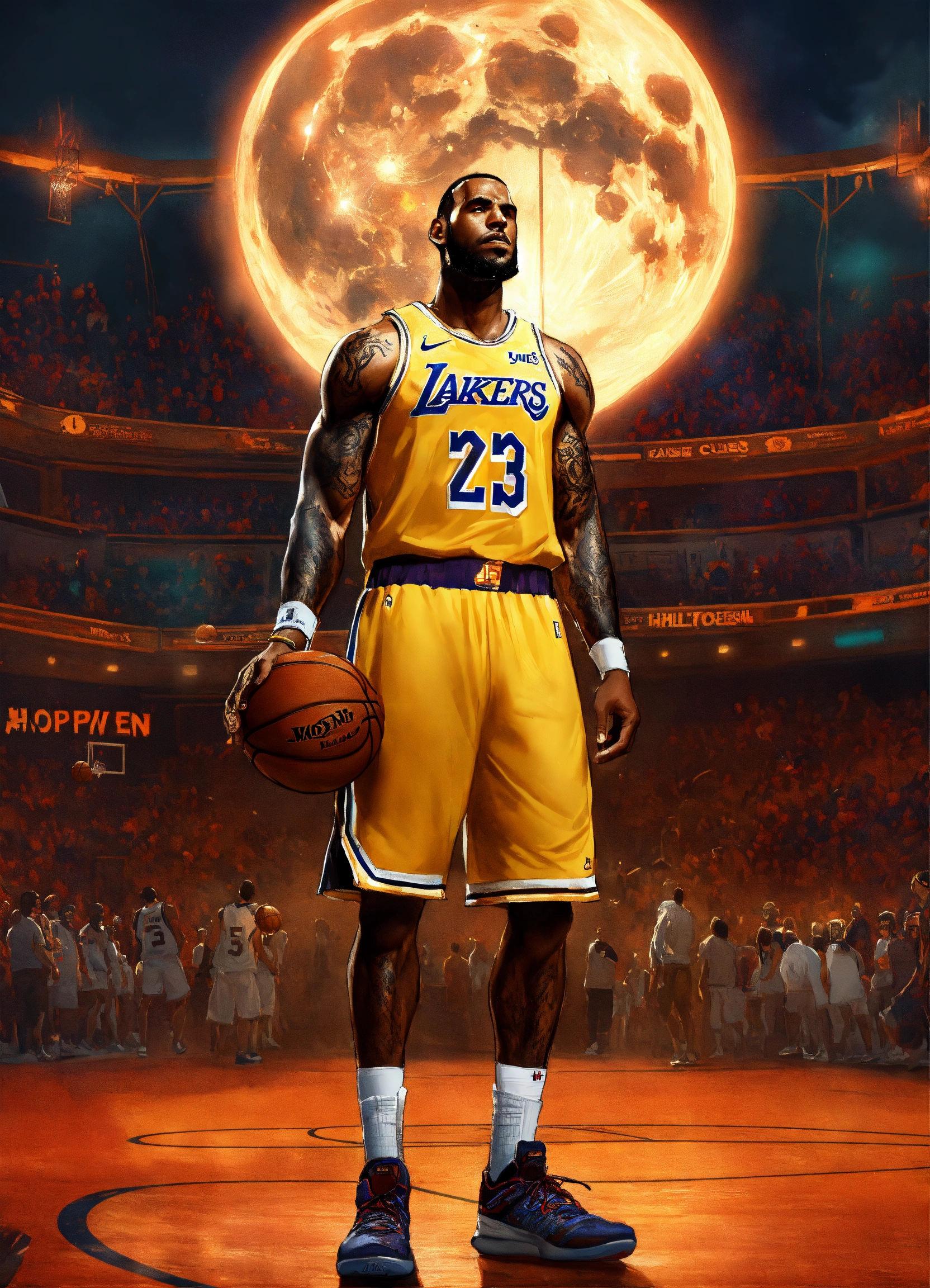 Lexica - LeBron James steps onto the eerie, moonlit basketball court in ...