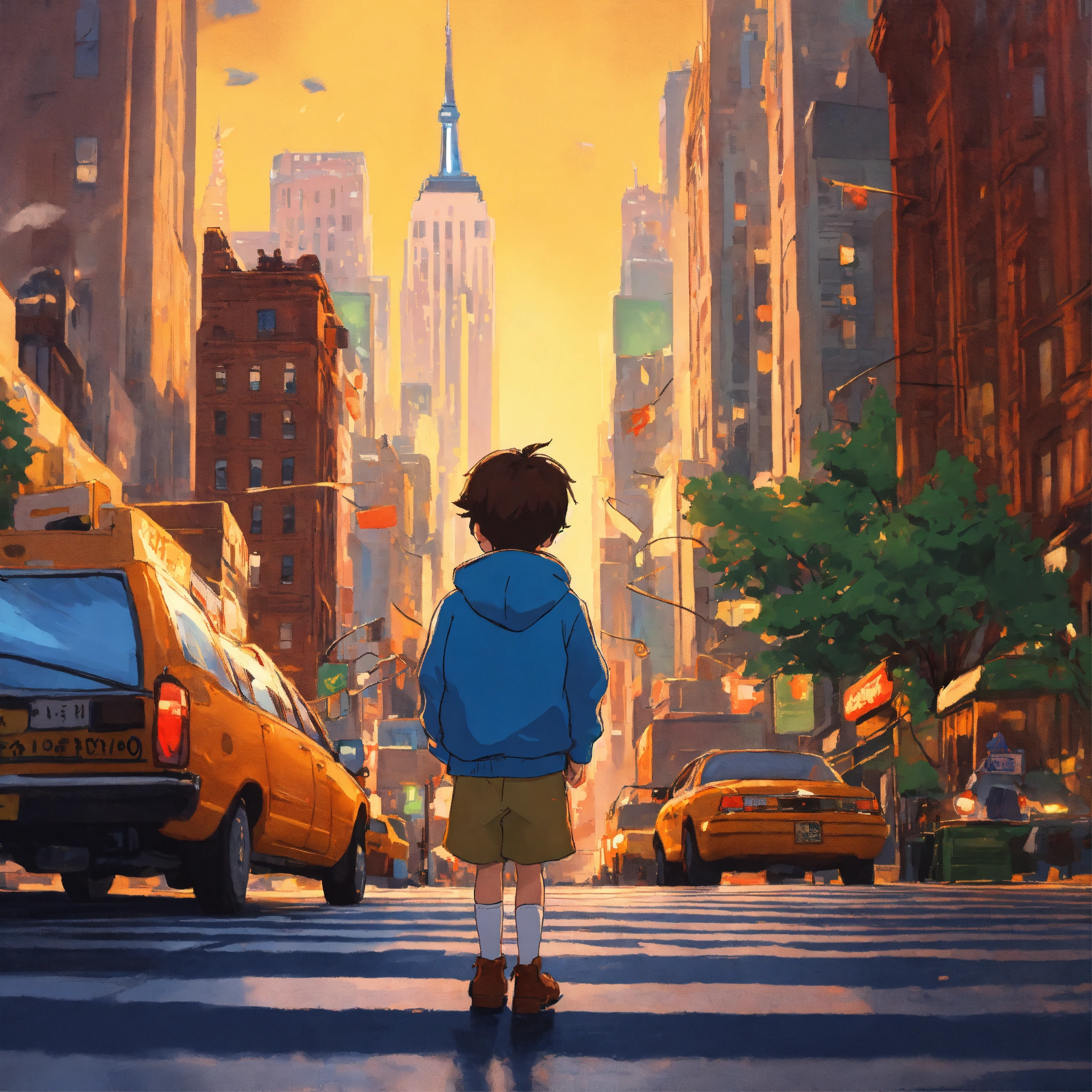 Lexica - Studio Ghibli "A LITTLE BOY IN New York City", 8k illustration art