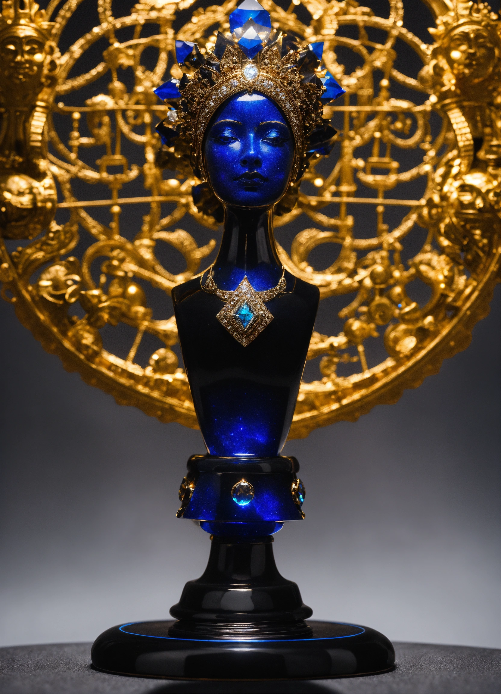 Lexica - Minimalism. Black Solar Queen with long oversized blue flowing ...