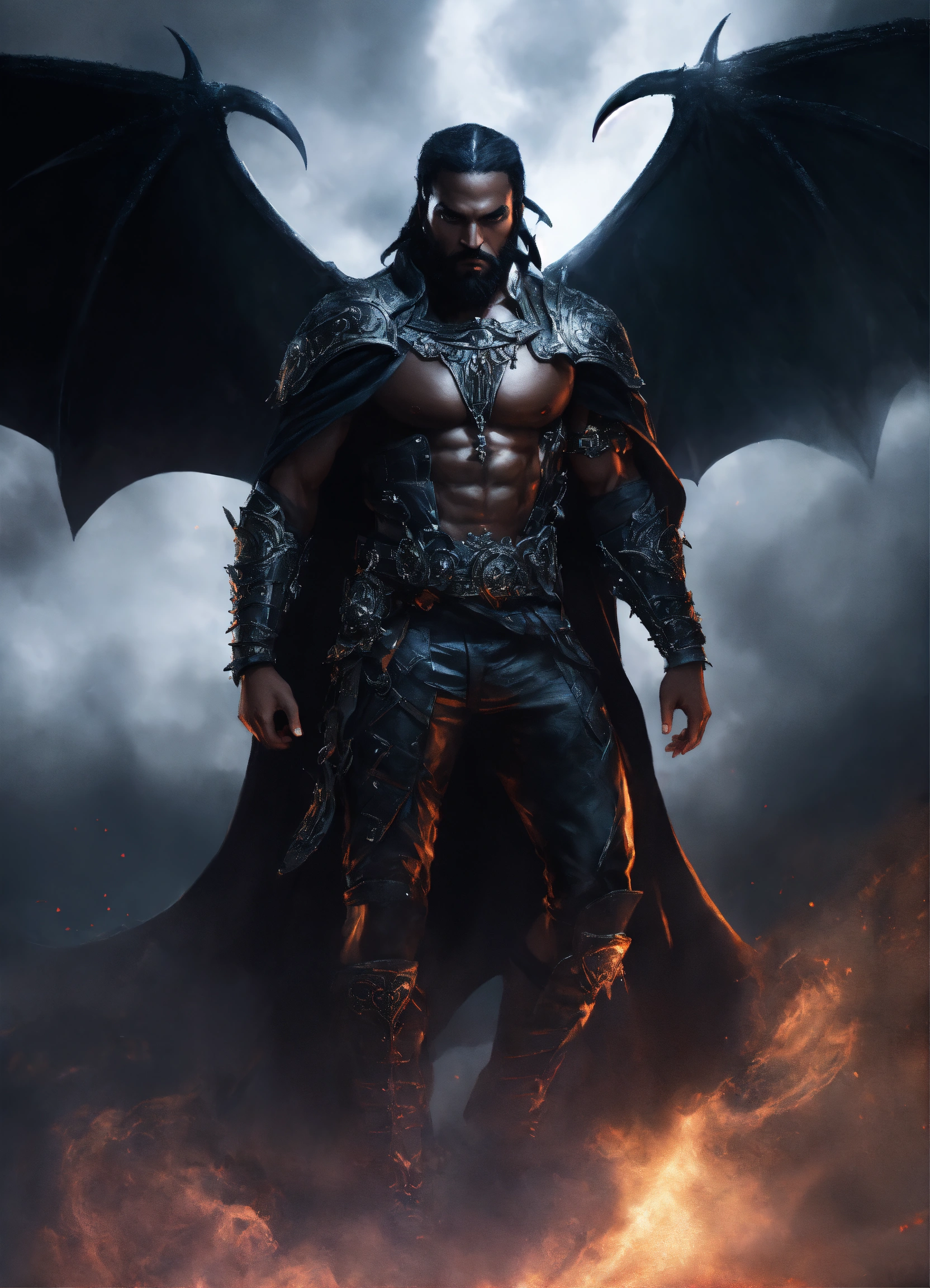 Lexica - Full body strong muscular evil black vampire man with beard ...
