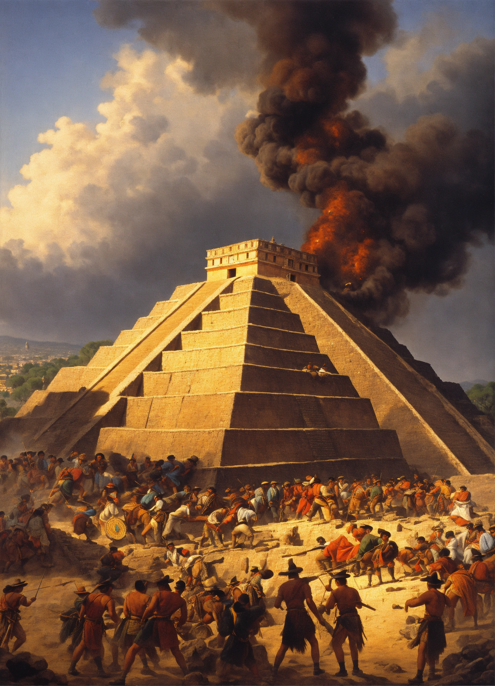 Lexica - Herman cortez destroying the pyramid of cholula, war, ancient ...