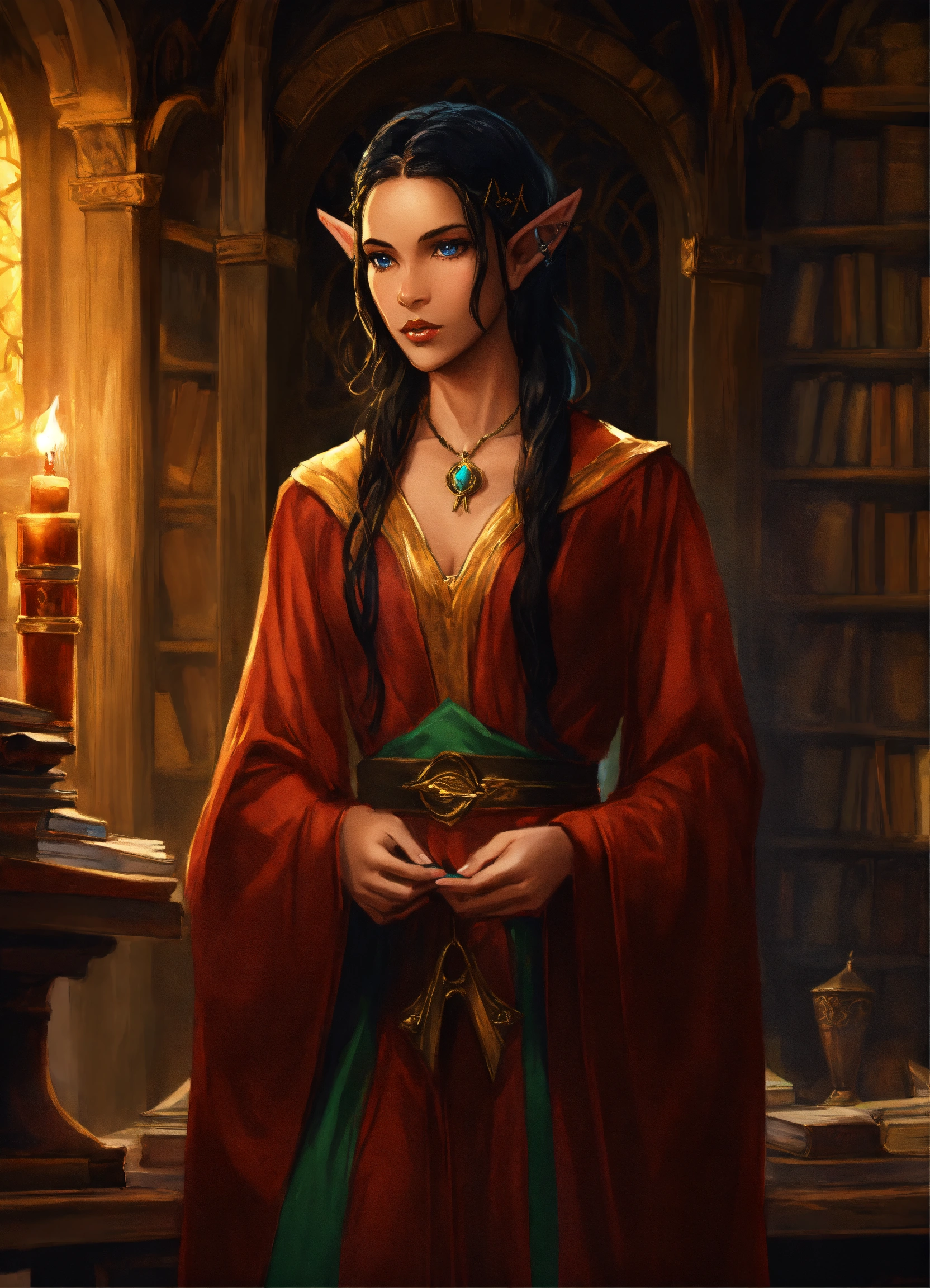 Lexica - Elf woman, short pointy ears, exploration, dark complexion ...