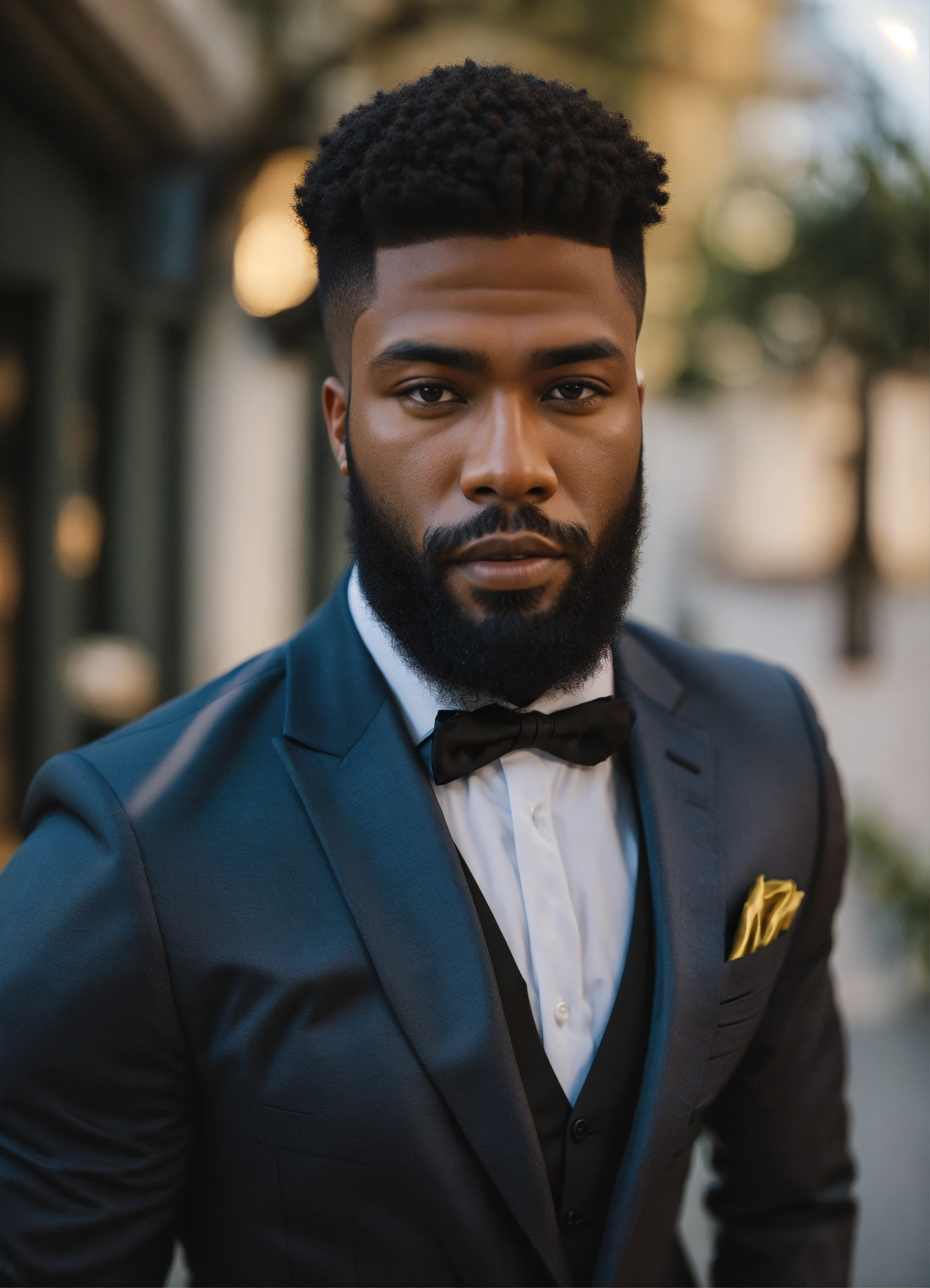 Lexica - Very handsome black male, wearing a suit, beard