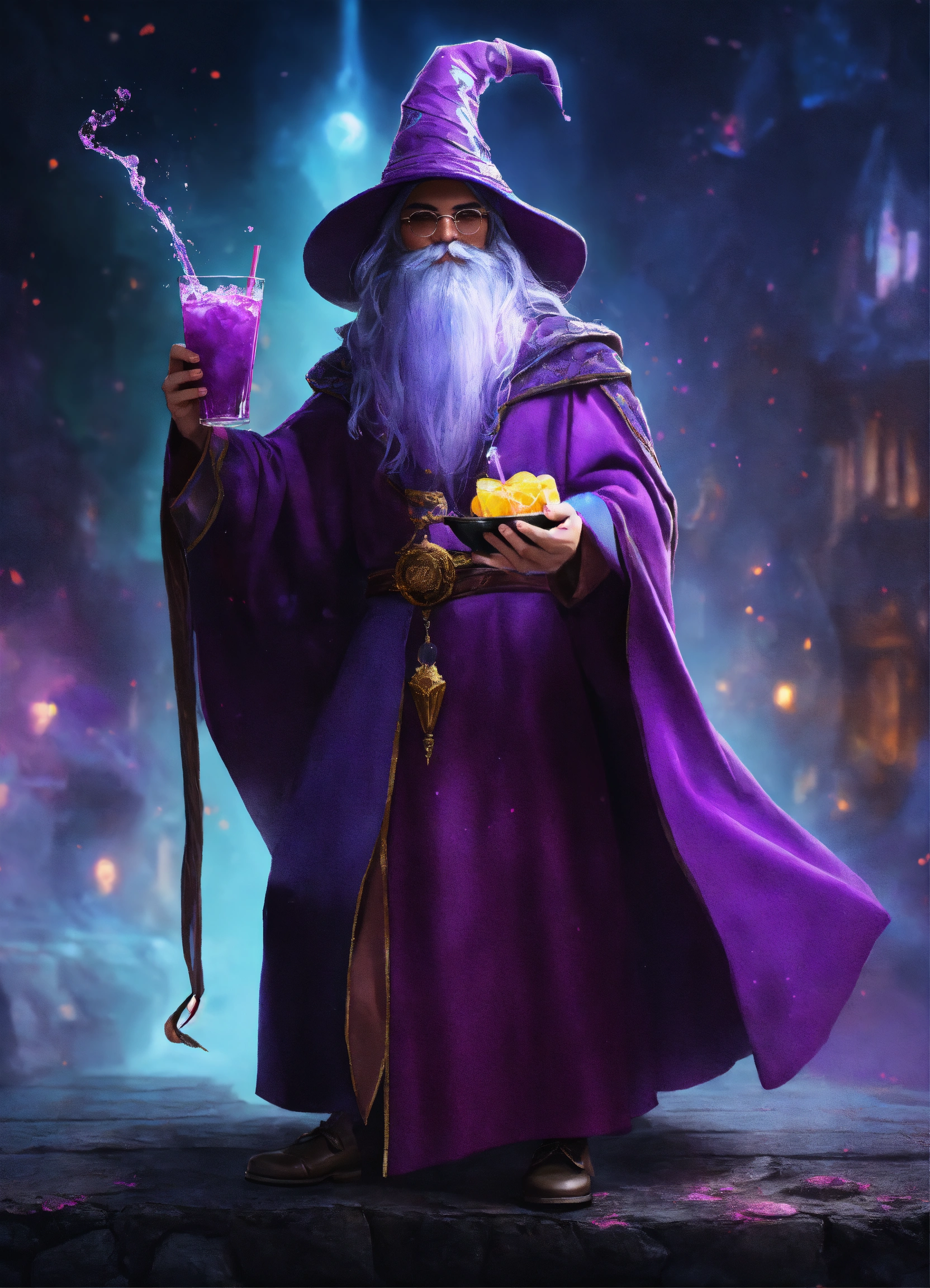 Lexica - Wizard holding a purple drink