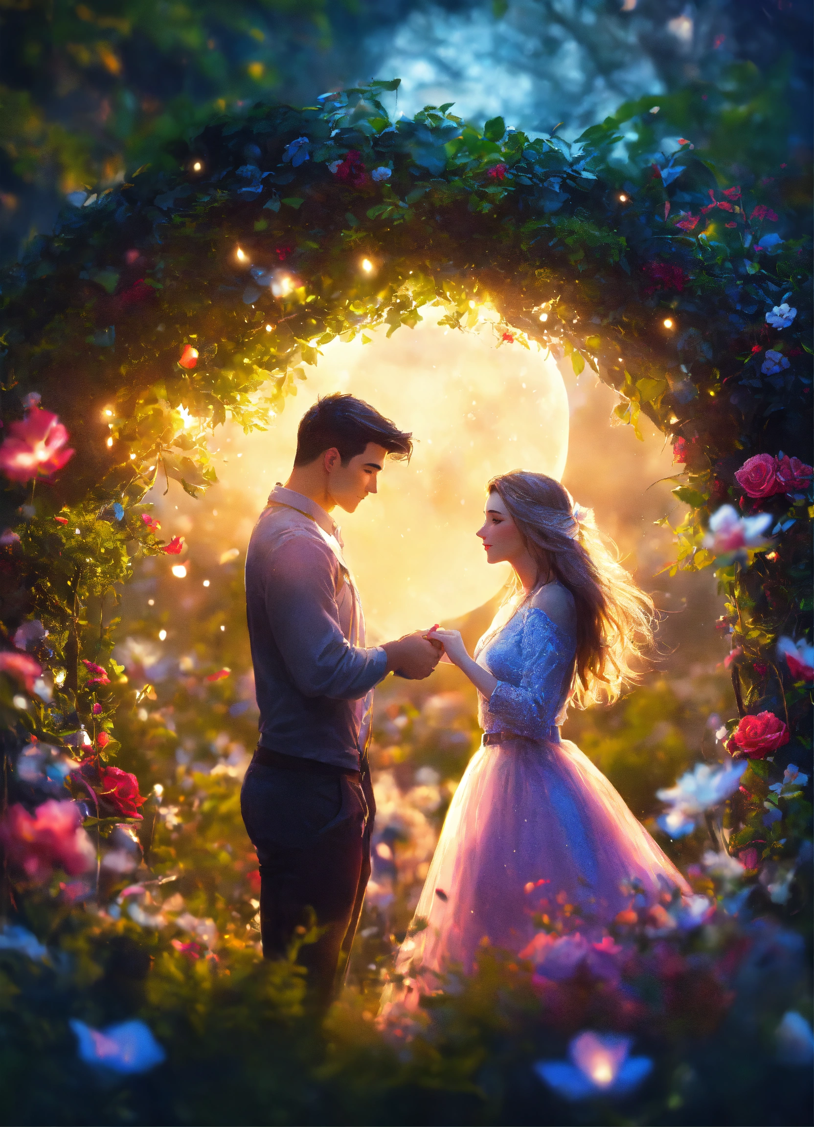 Lexica - Beautiful couple girl and guy in the magical world, love