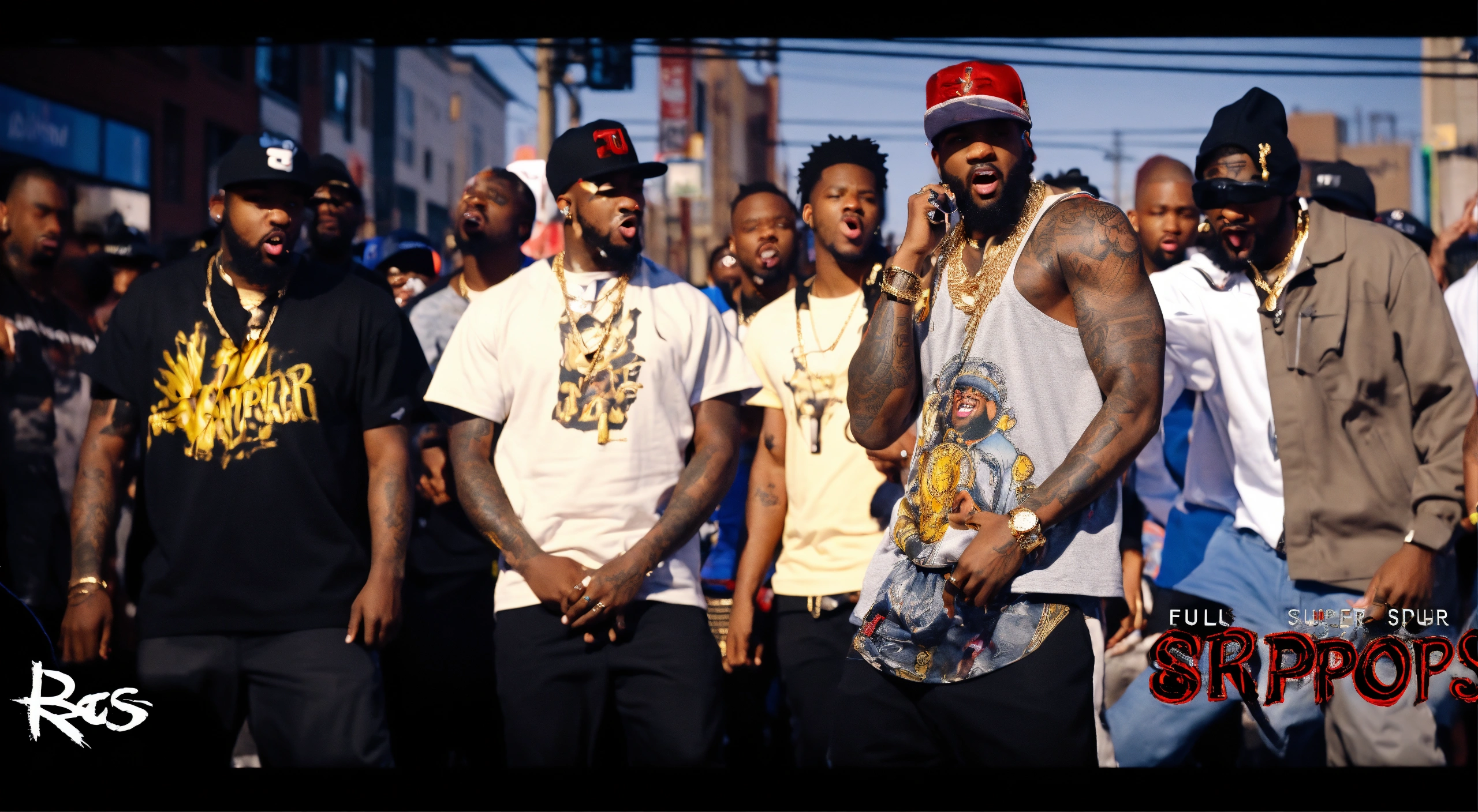 Lexica - Sky view Full body shot black battle rapper "Tsu Surf" rapping ...