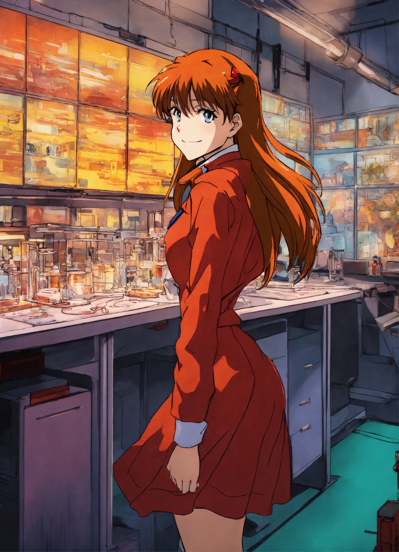 Lexica - Anime illustration of smiling happy Asuka Langley Soryu from ...