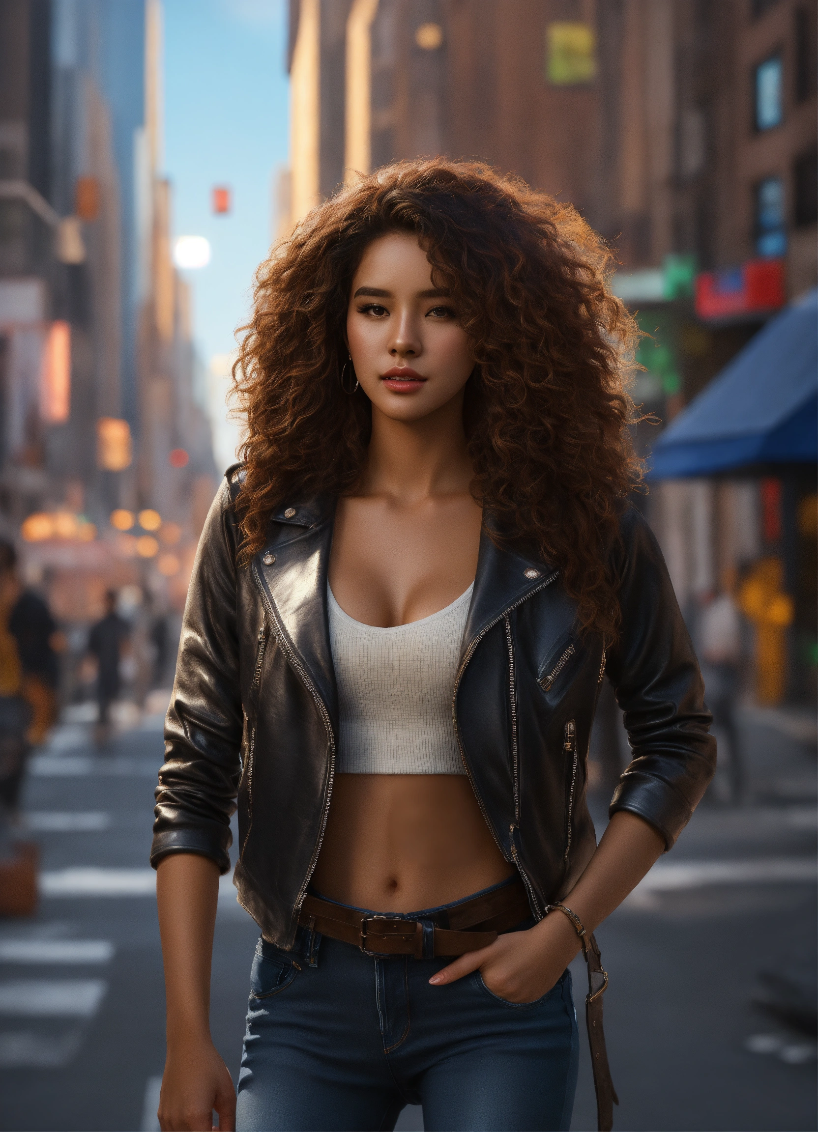 Lexica - Full body of a beautiful, Dominican female, with long curly ...