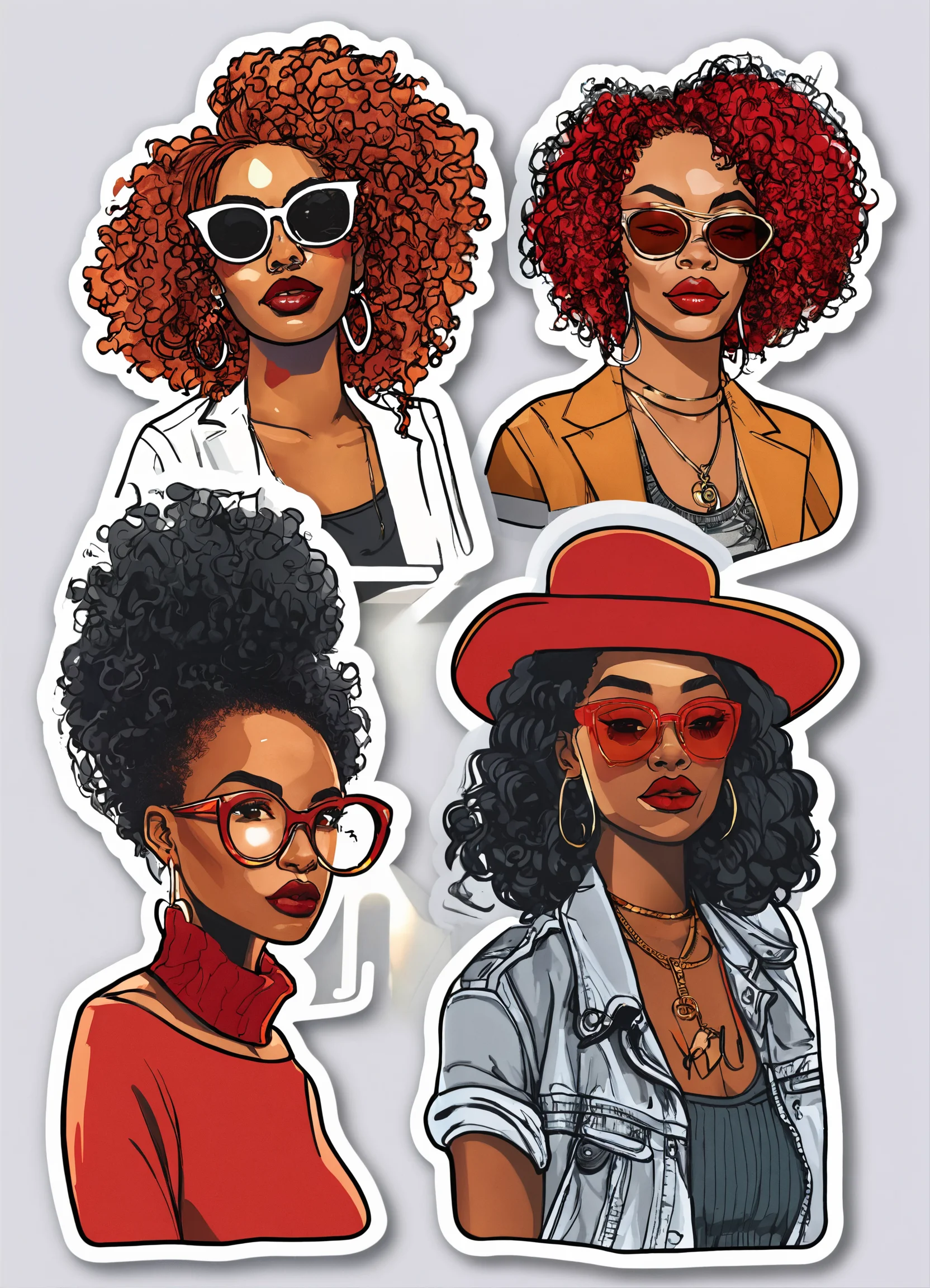 Lexica - Design a sticker sheet with four stickers, each featuring a ...