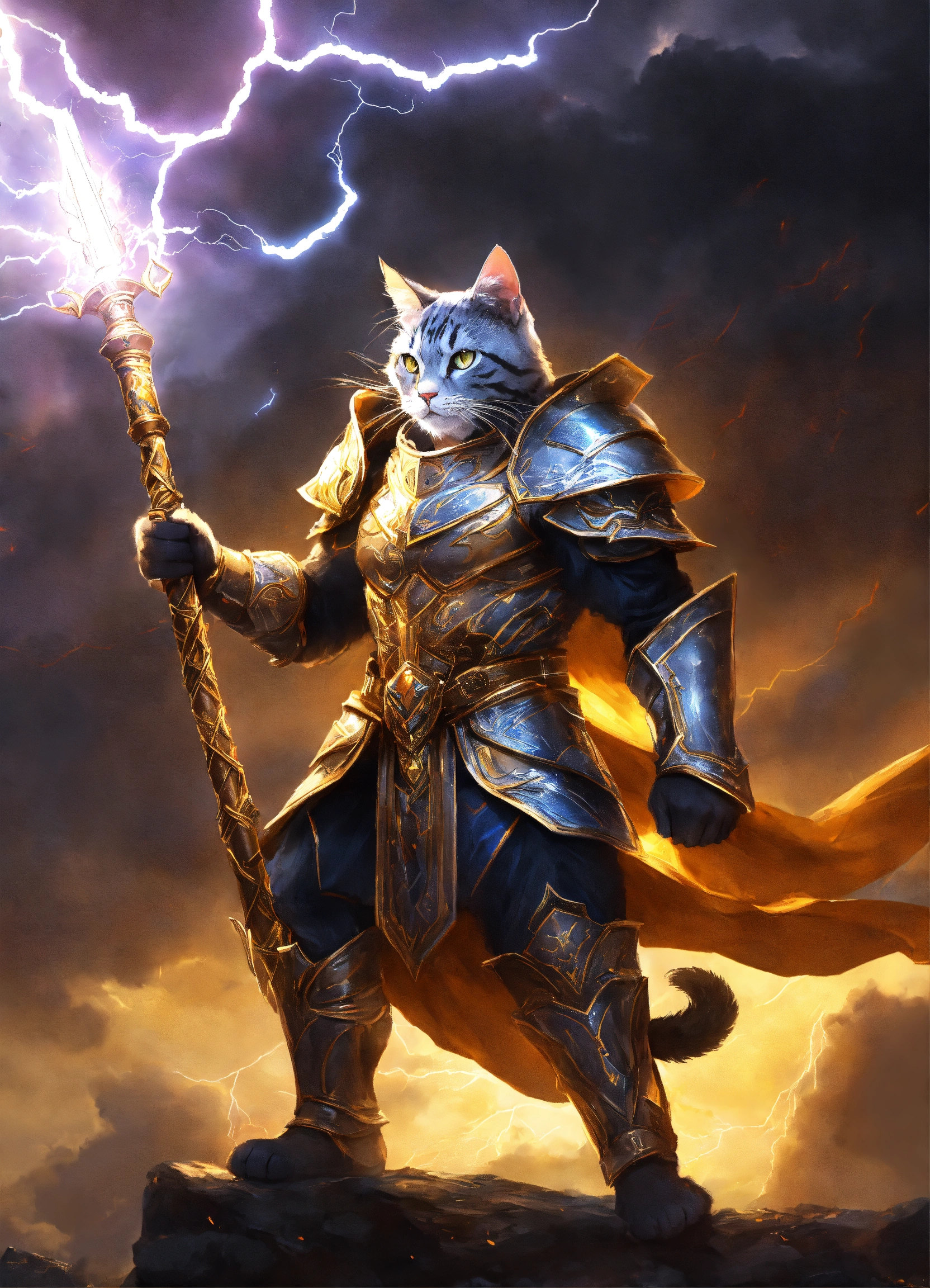 Lexica - Thunder God Cat Clad in Thundercloud Armor, Electrifying This ...