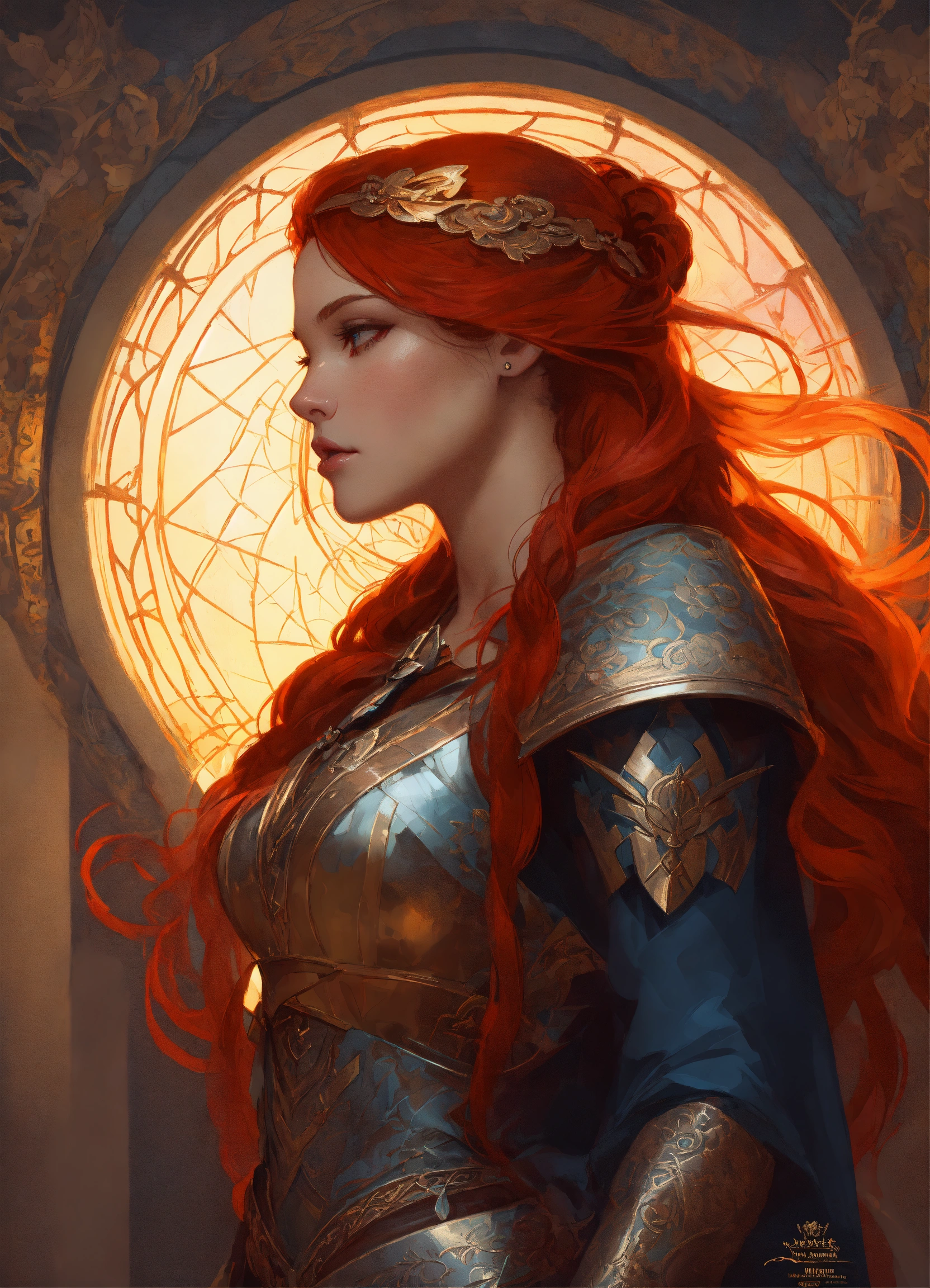 Lexica - Beautiful, red hair, shieldmaiden, long hair, dark pin-up ...