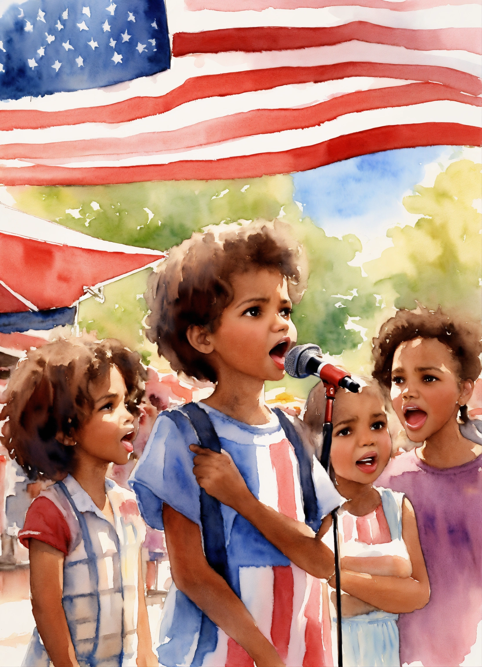 Lexica - Watercolor pixar painting of 8 year old Halle Berry and her ...