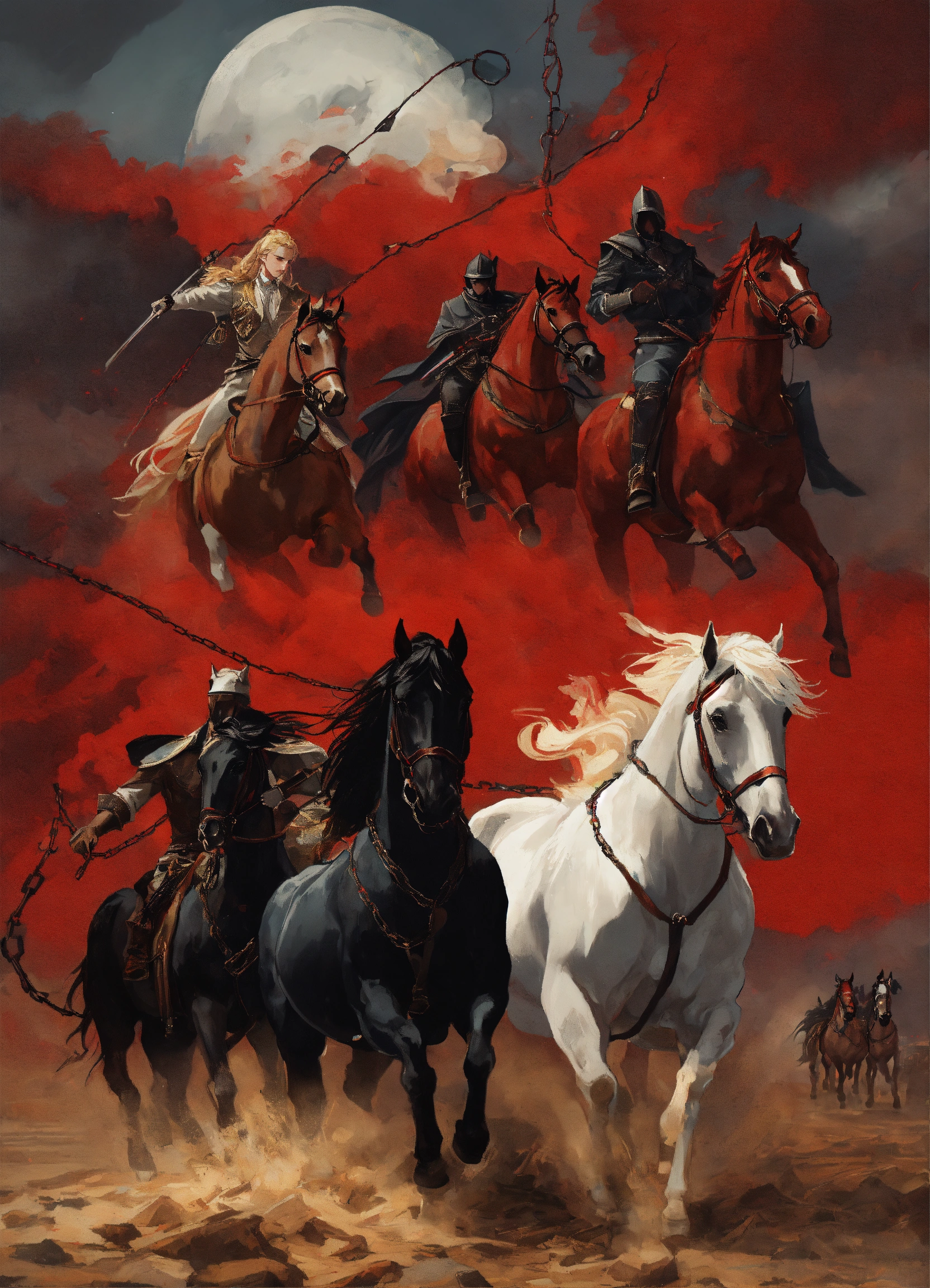 Lexica - Four horsemen of destruction with broken chains, with one ...