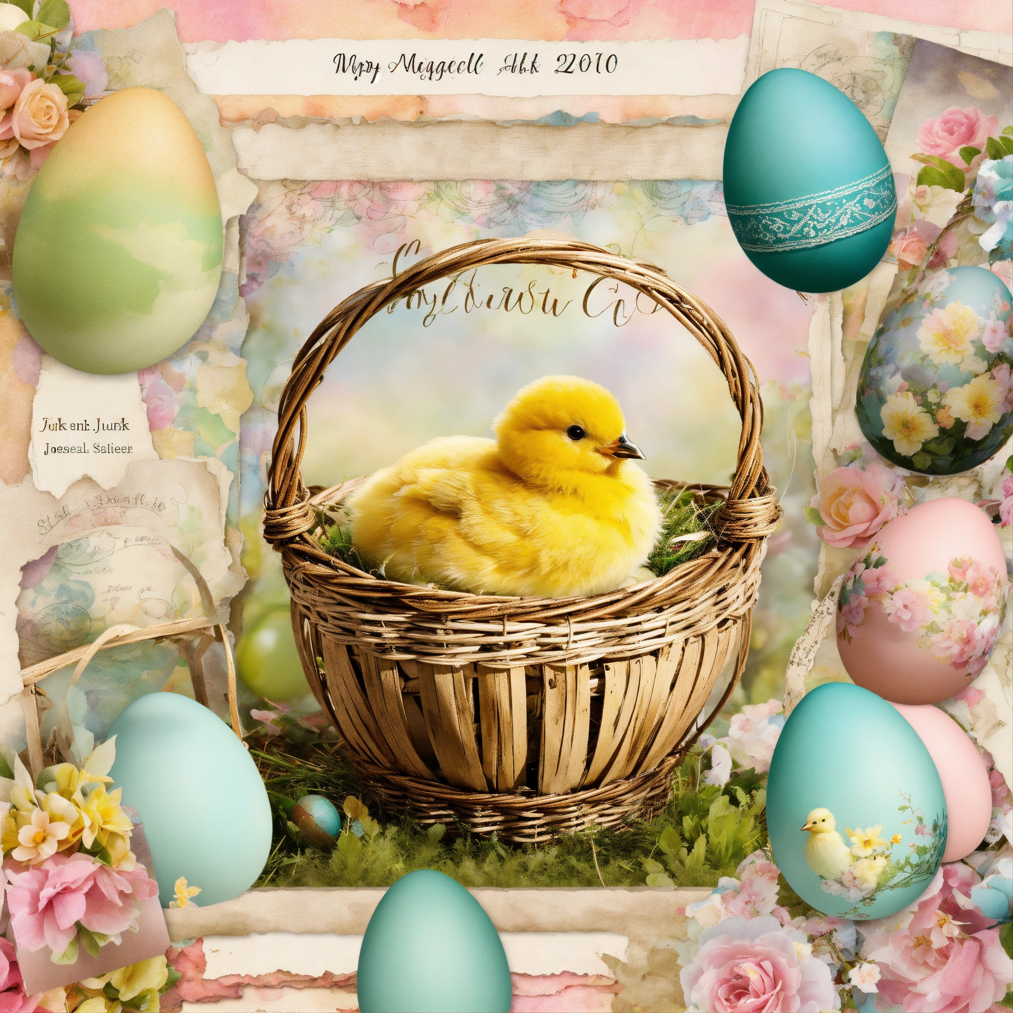 Lexica - Shabby chic dreamy mist pastel junk journals Easter eggs chick ...