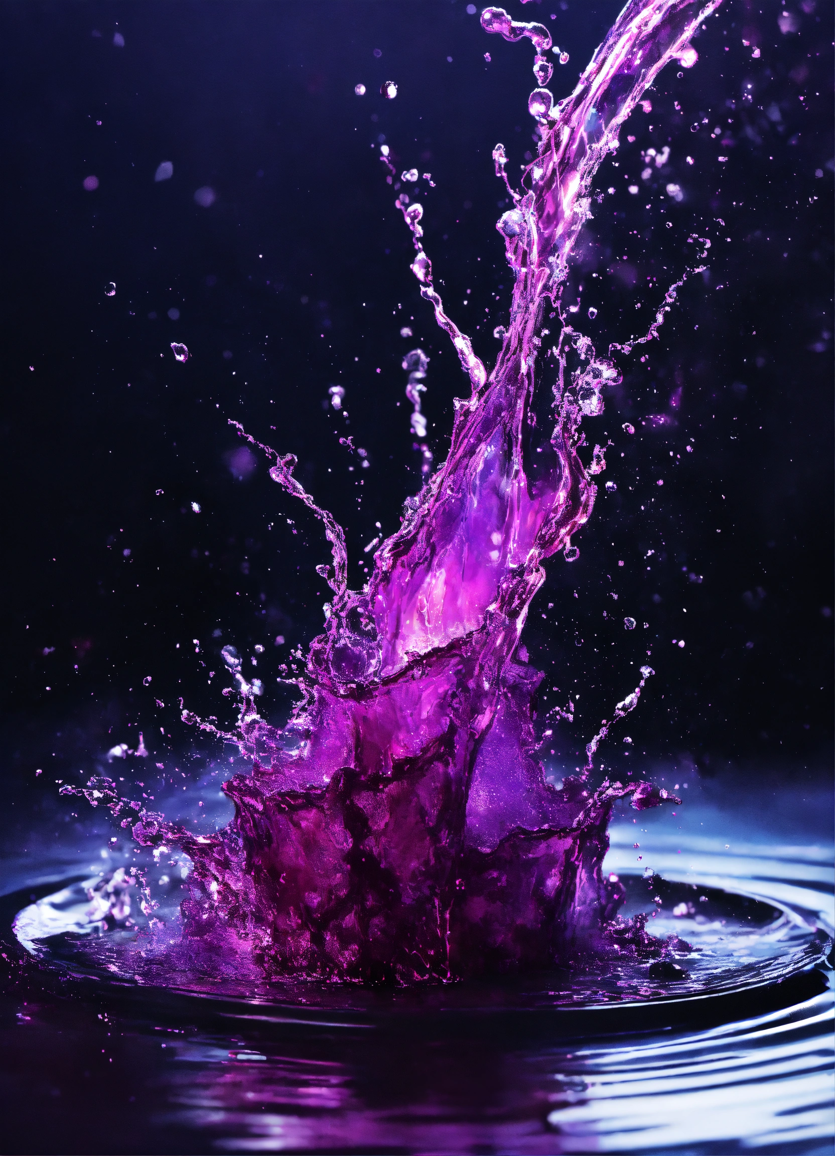 Lexica - Splash art water, black purple theme, 8k