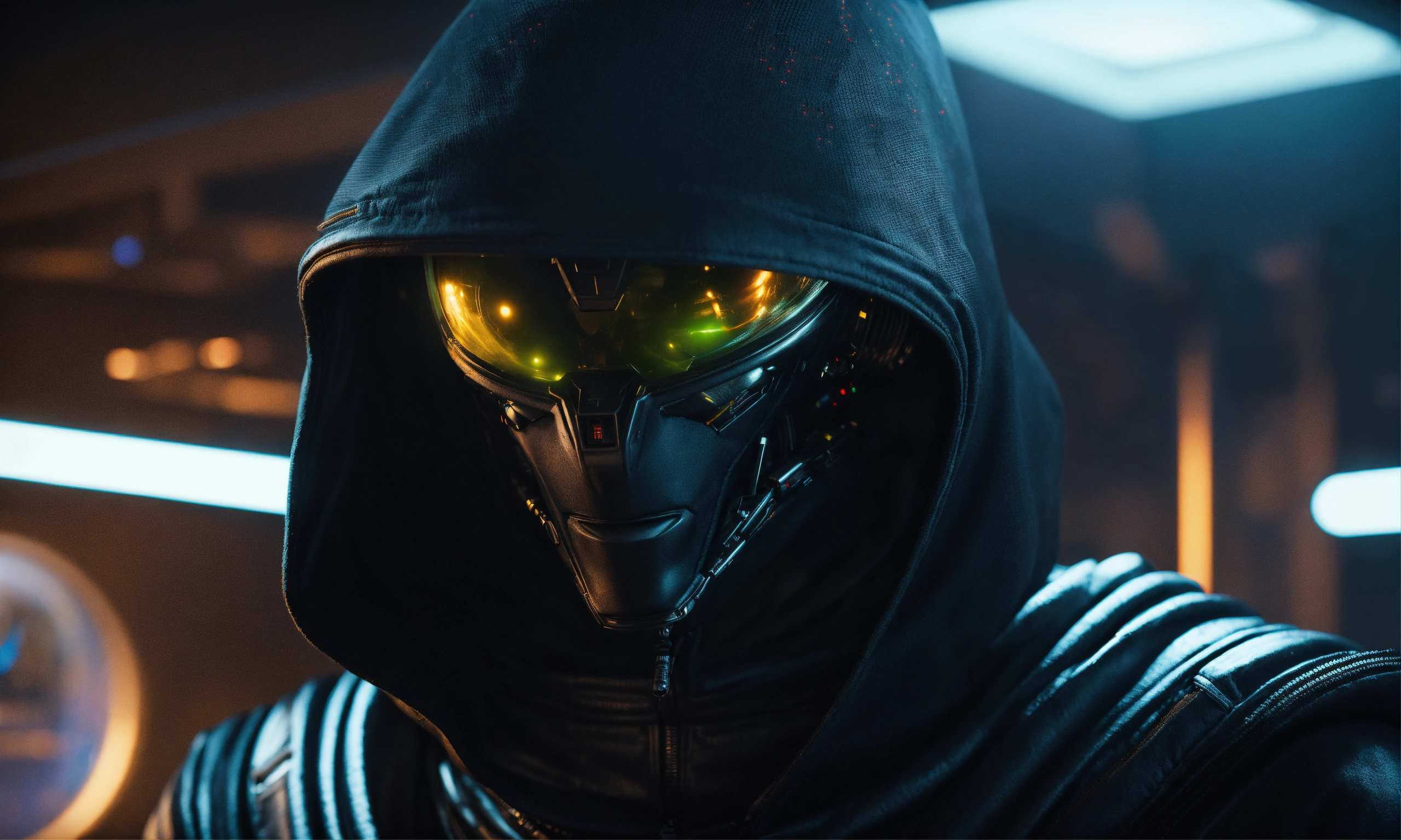 Lexica - Male alien mutant half cyborg half monster hacker wearing a ...