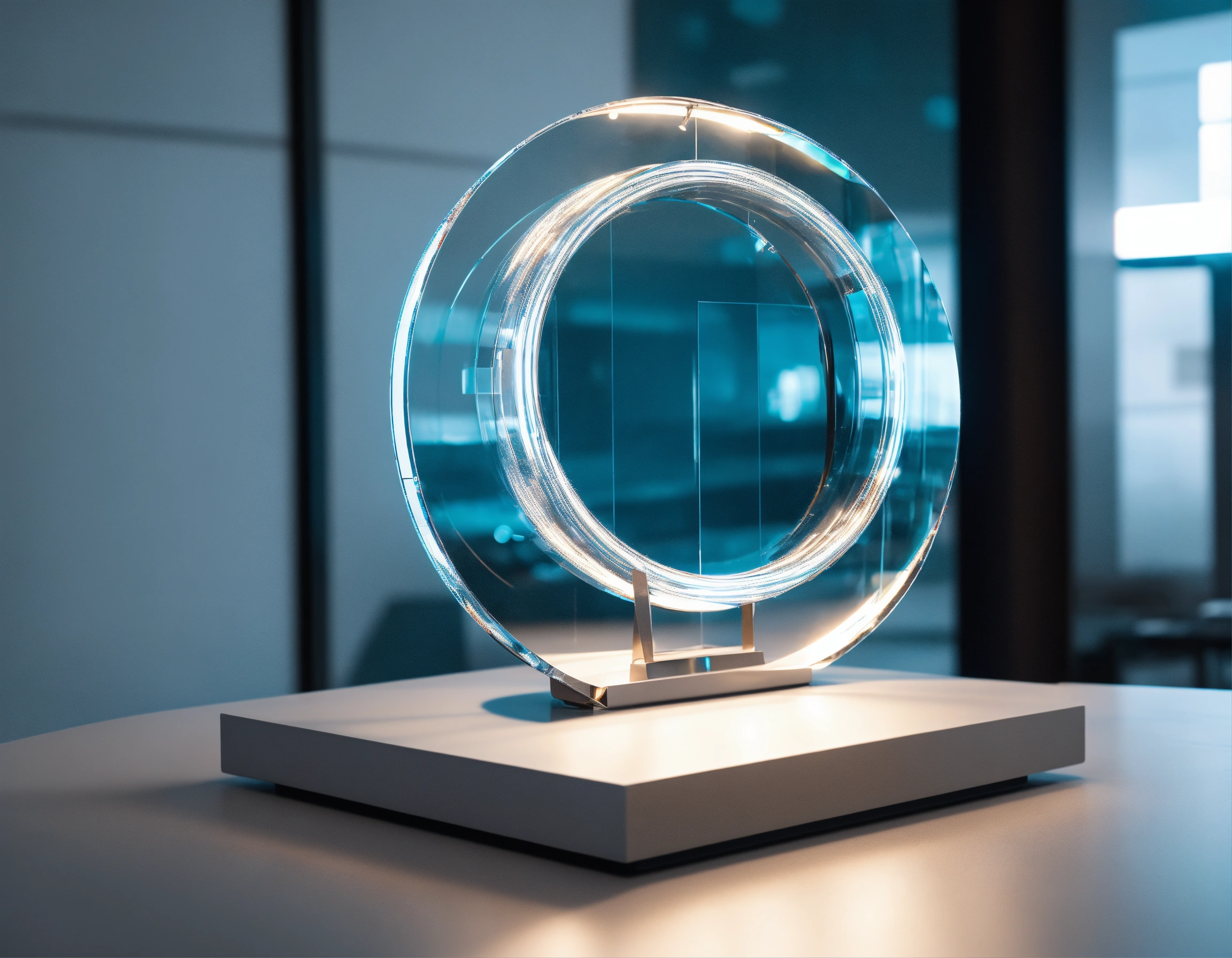 Lexica - Thin glass circle, seen from a side angle with a rotated ...