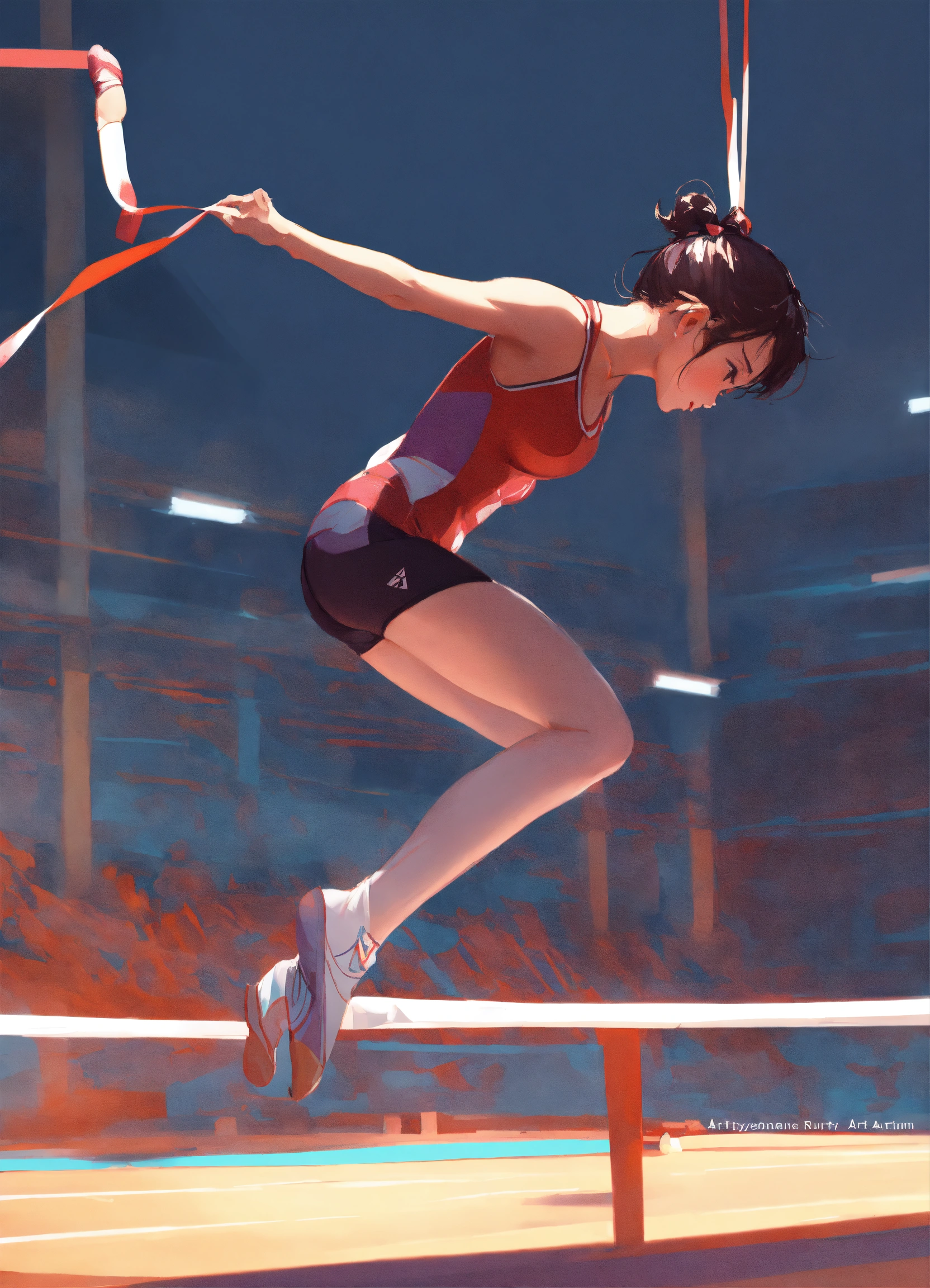 Lexica - Cute anime woman, gymnastics, dynamic pose, dynamic ...