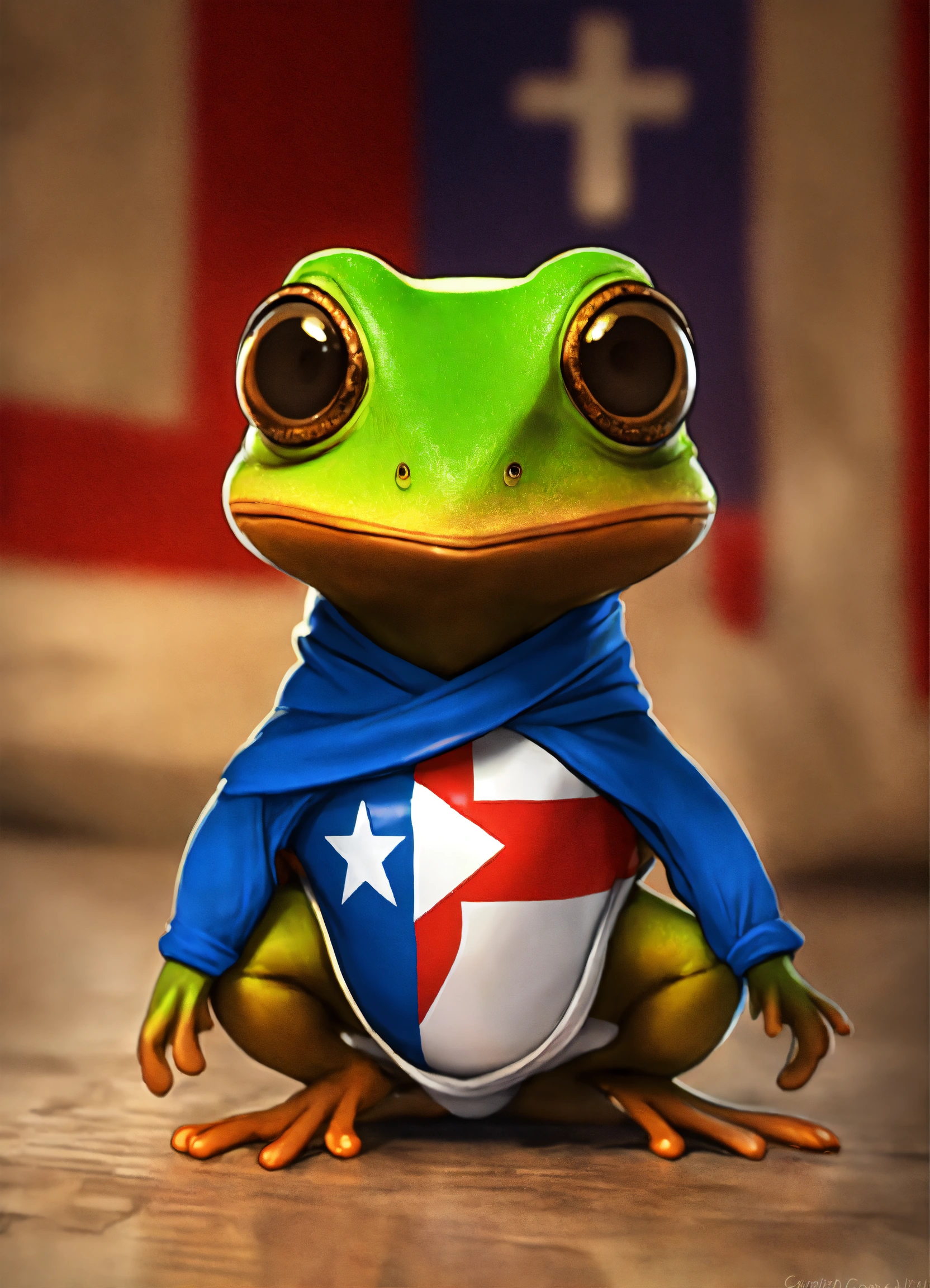 Lexica - A coqui wrapped in the puertorican flag, cartoon, 8k
