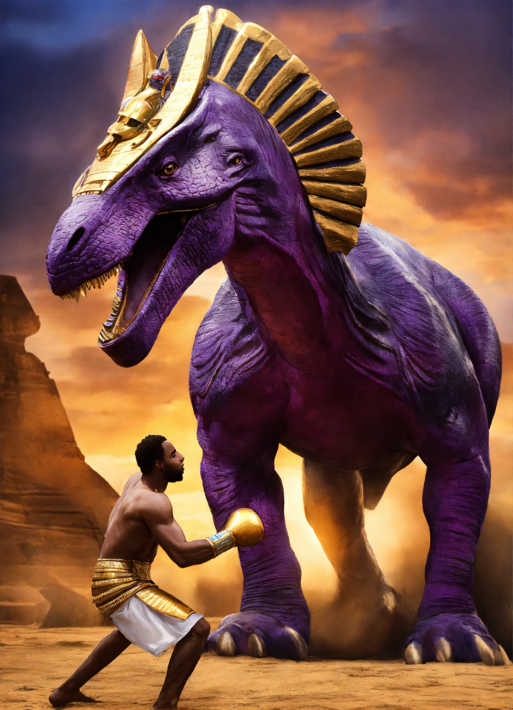 Lexica - African Egyptian Pharaoh wearing purple black & gold ...