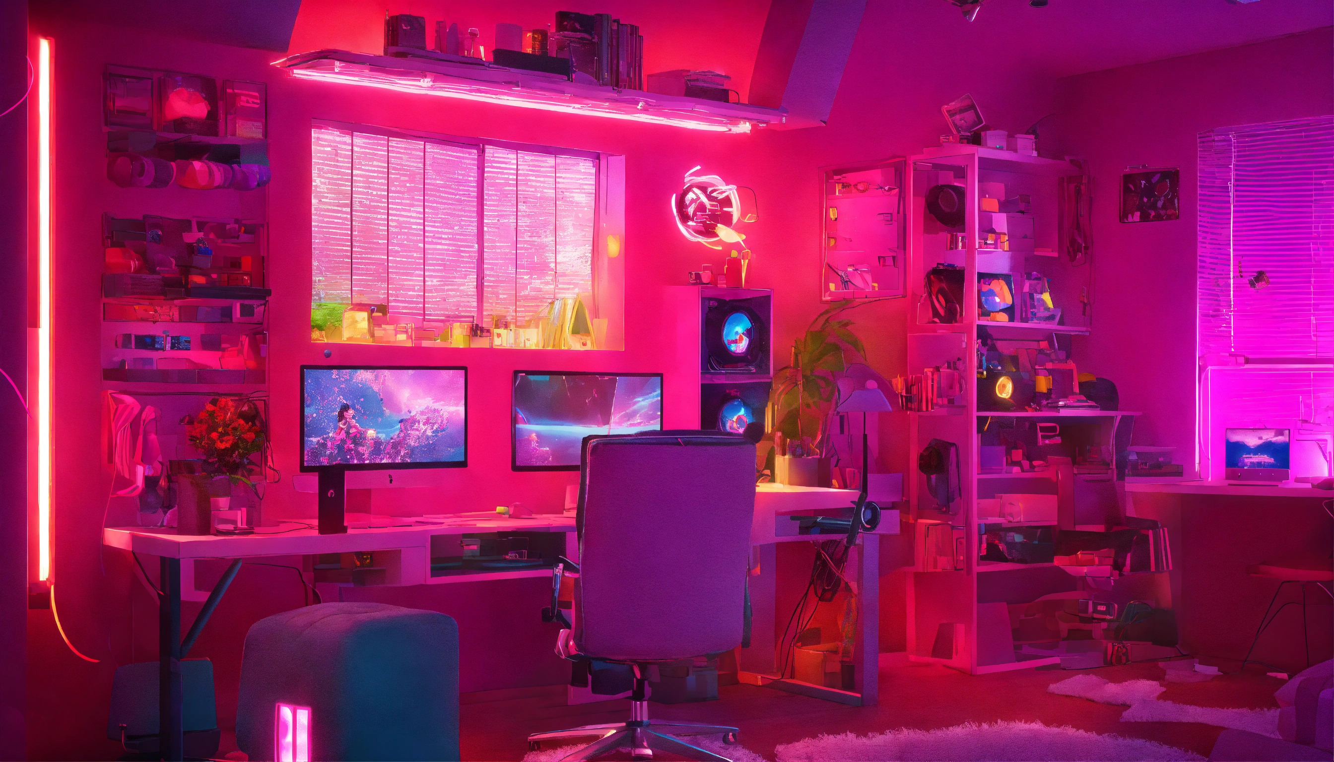 Lexica - Cute air-haired woman, streamer, gamer, streamer’s workplace ...