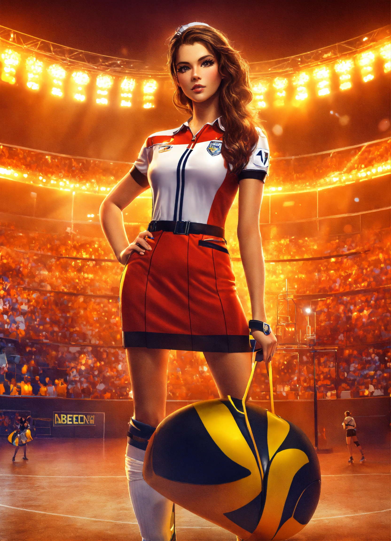 Lexica - The referee lady in the arena look at me 3D art