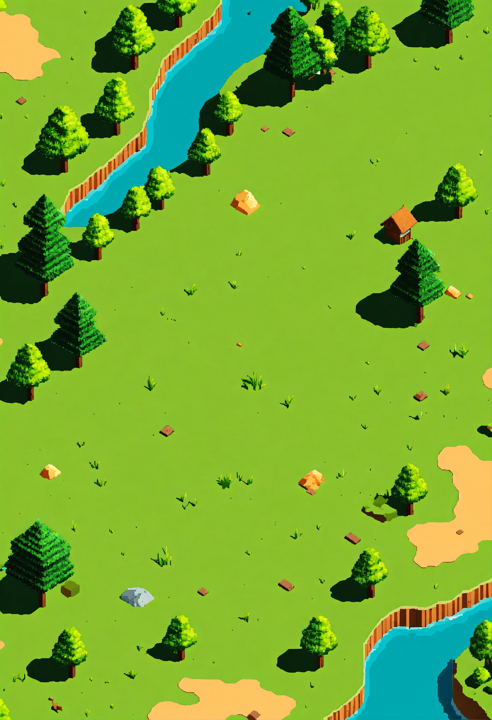 Lexica - Simple pixel 2d flat empty plain dirt grassy landscape from ...