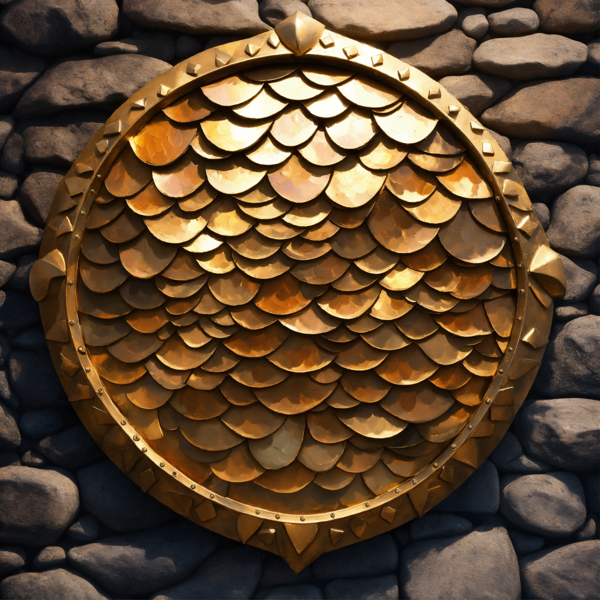 Lexica - Concept art of a shield made out of irregular metal fish ...