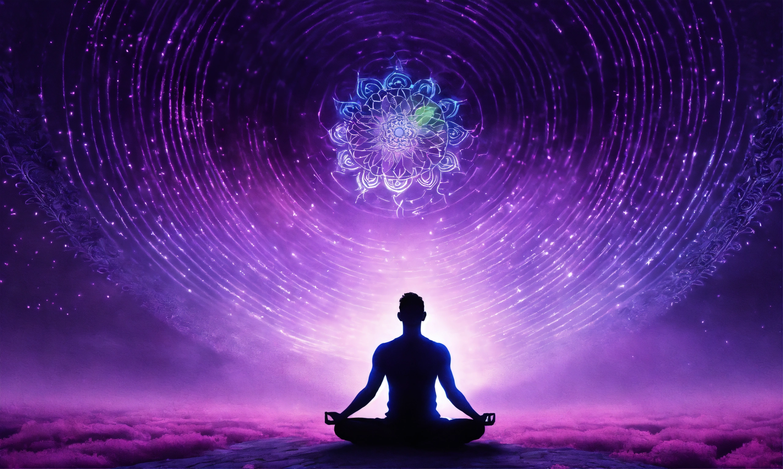 Lexica - A well built man meditating, mandala in background, sound ...