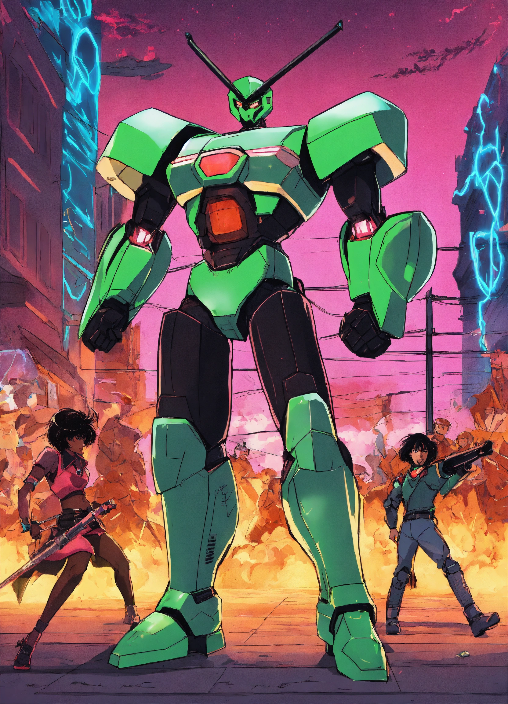 Lexica - 80s anime black and mexican and asian peopleheroes fighting ...