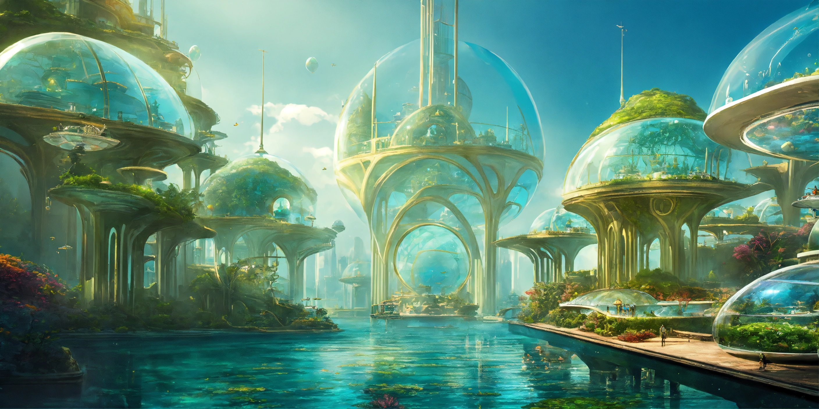 Lexica - Futuristic Underwater city with underwater plantations ...