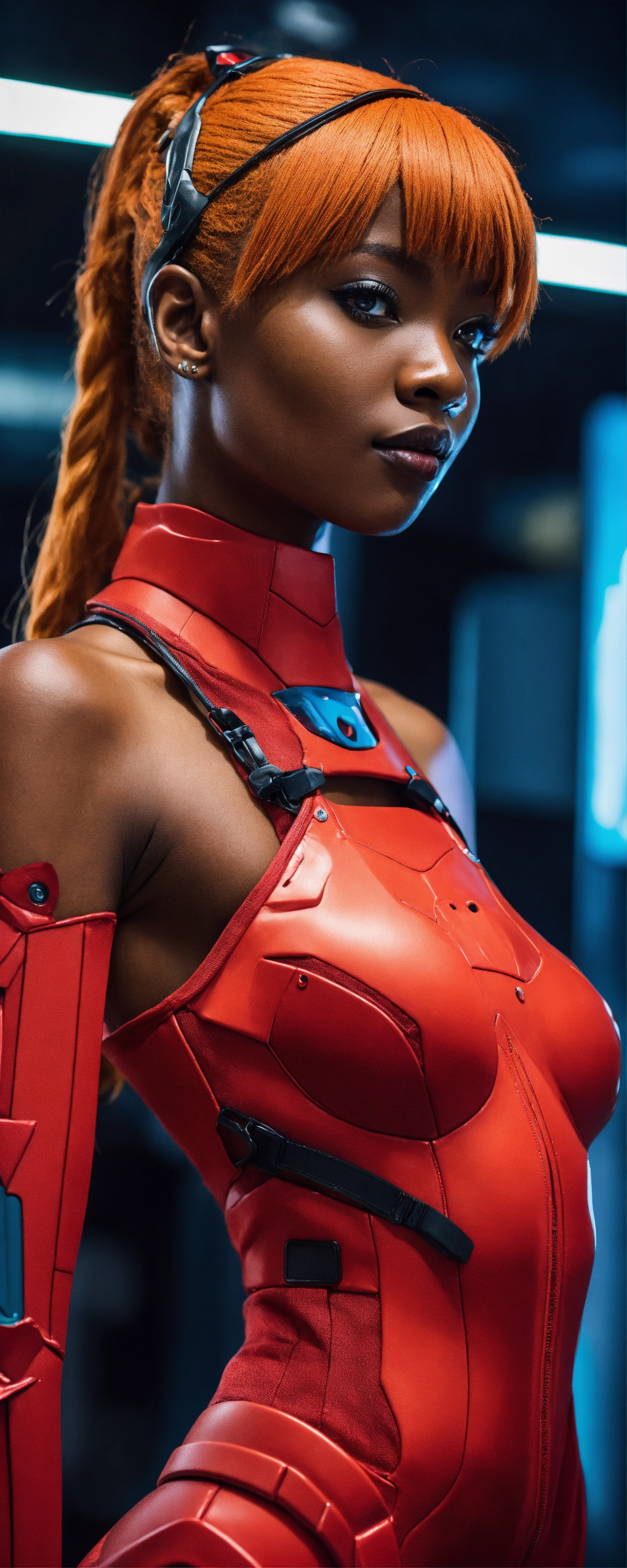 Lexica - Slim african woman cosplaying asuka langley