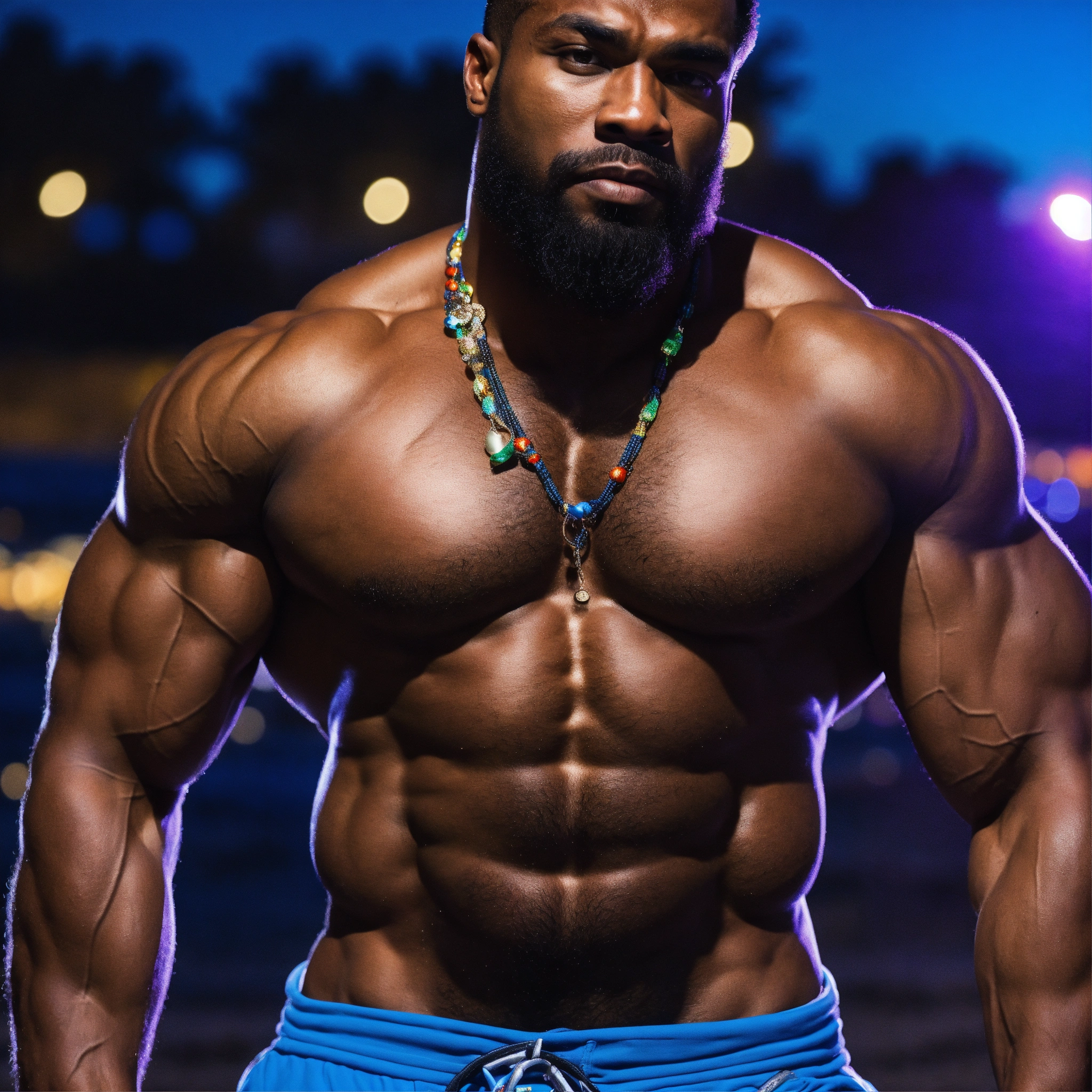 Lexica - 30-year-old hairy Nubian man with big muscles, big bodybuilder ...