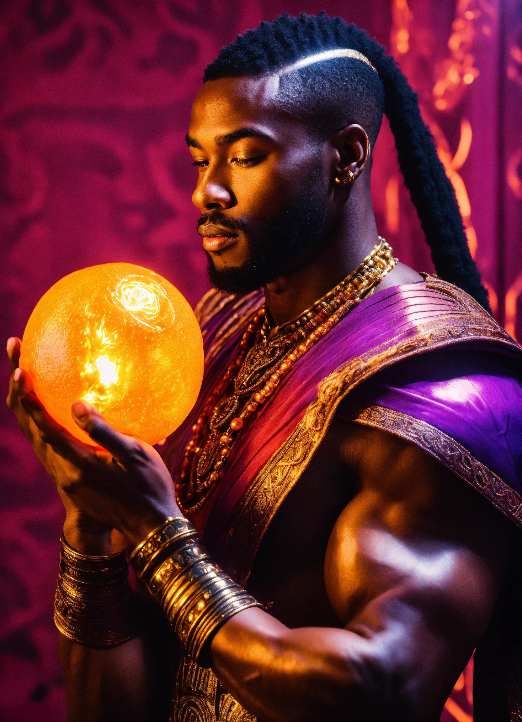 Lexica - Muscular handsome African male Pharaoh in an ornate purple ...
