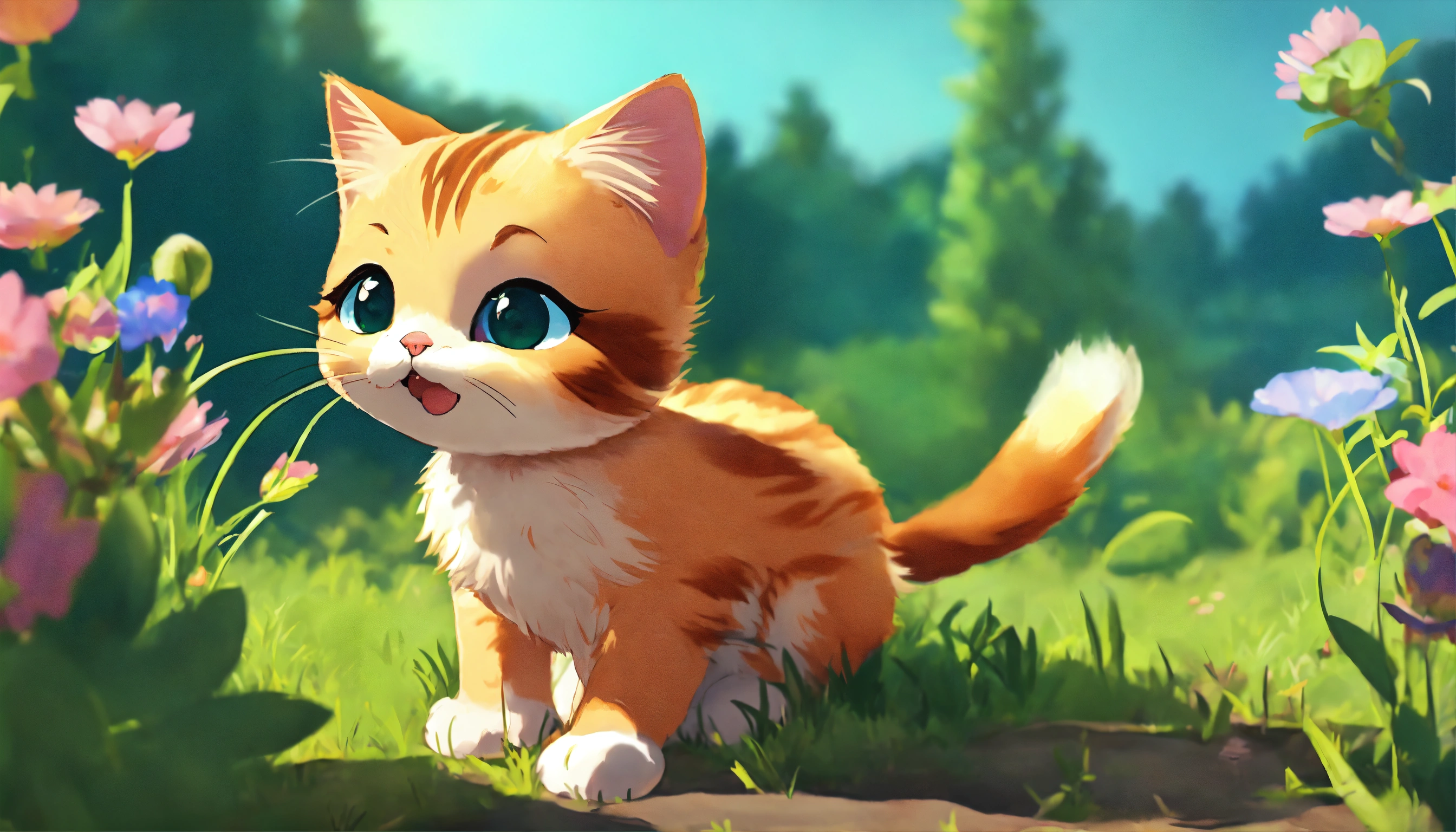 Lexica - Hello, little cat. She plays in the meadow, finding a soft ...