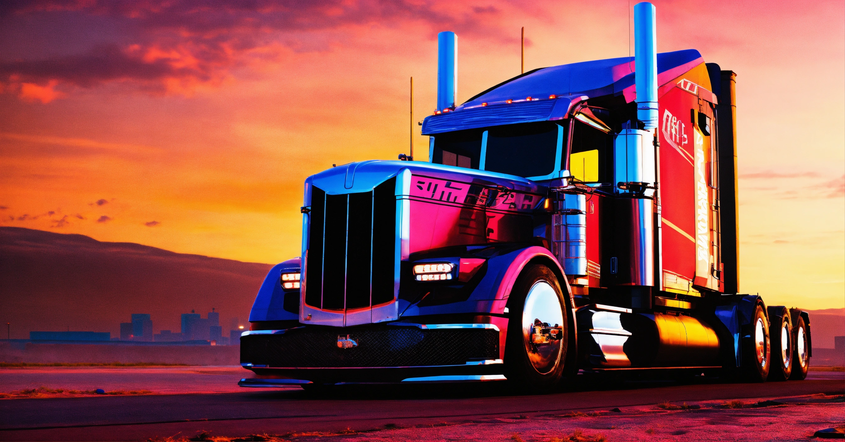 Lexica - Semi truck cyberpunk future peterbuilt