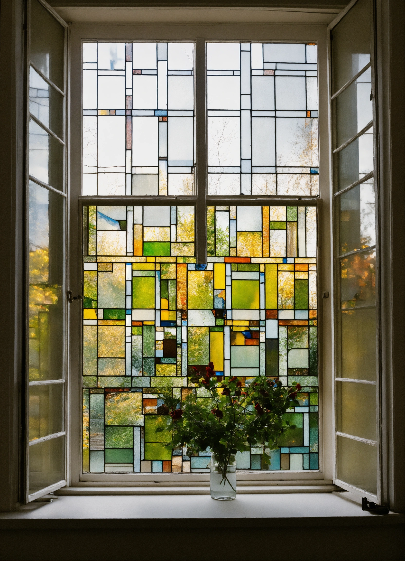 Lexica - Short white vitrage on window