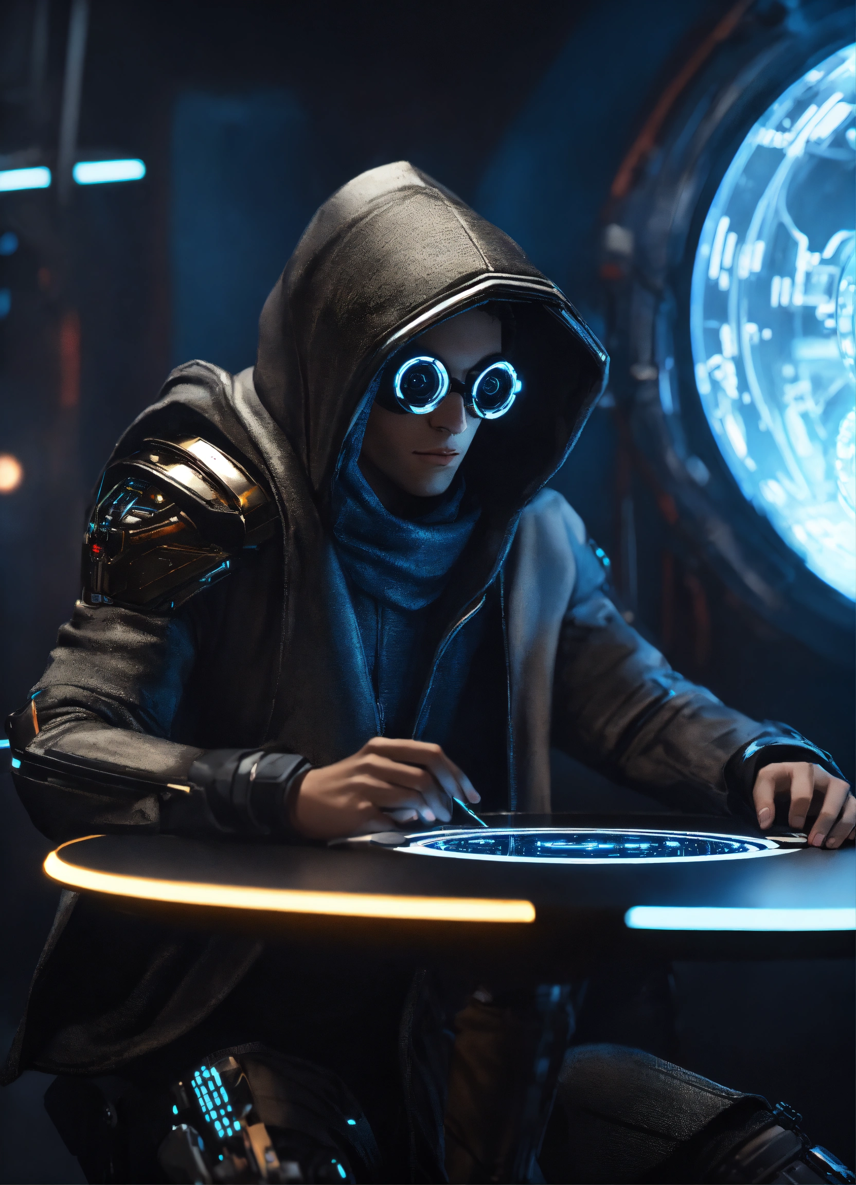Lexica - Nerdy 25 year old male cyborg hacker wearing futuristic ...