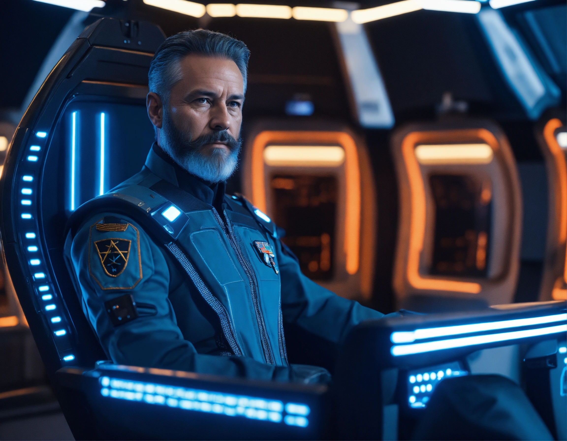 Lexica - 50 year old masculine star commander general with trim beard ...