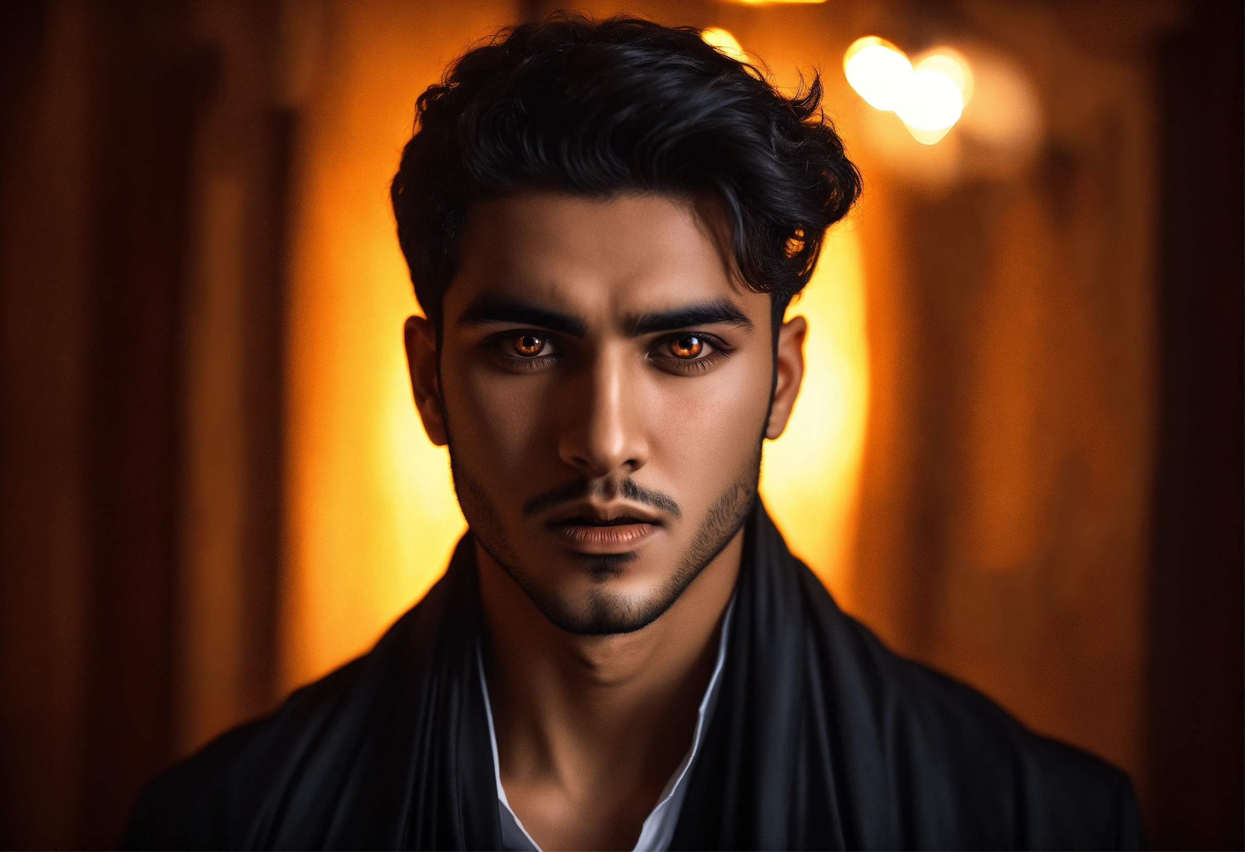 Lexica - Dramatic headshot of a young handsome Arabic vampire with ...