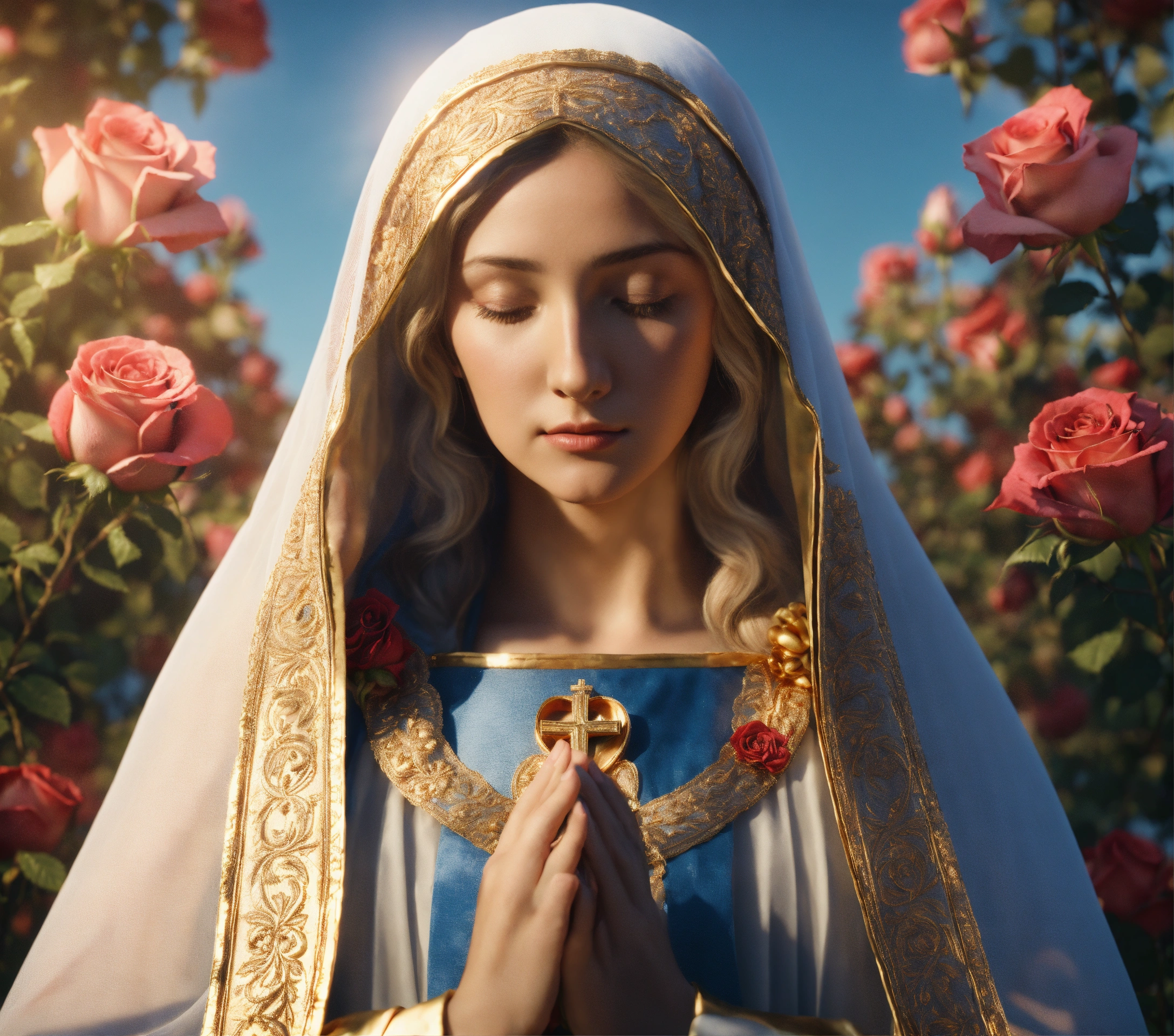 Lexica - Unreal engine 8k catholic portrait of the Virgin Mary with ...