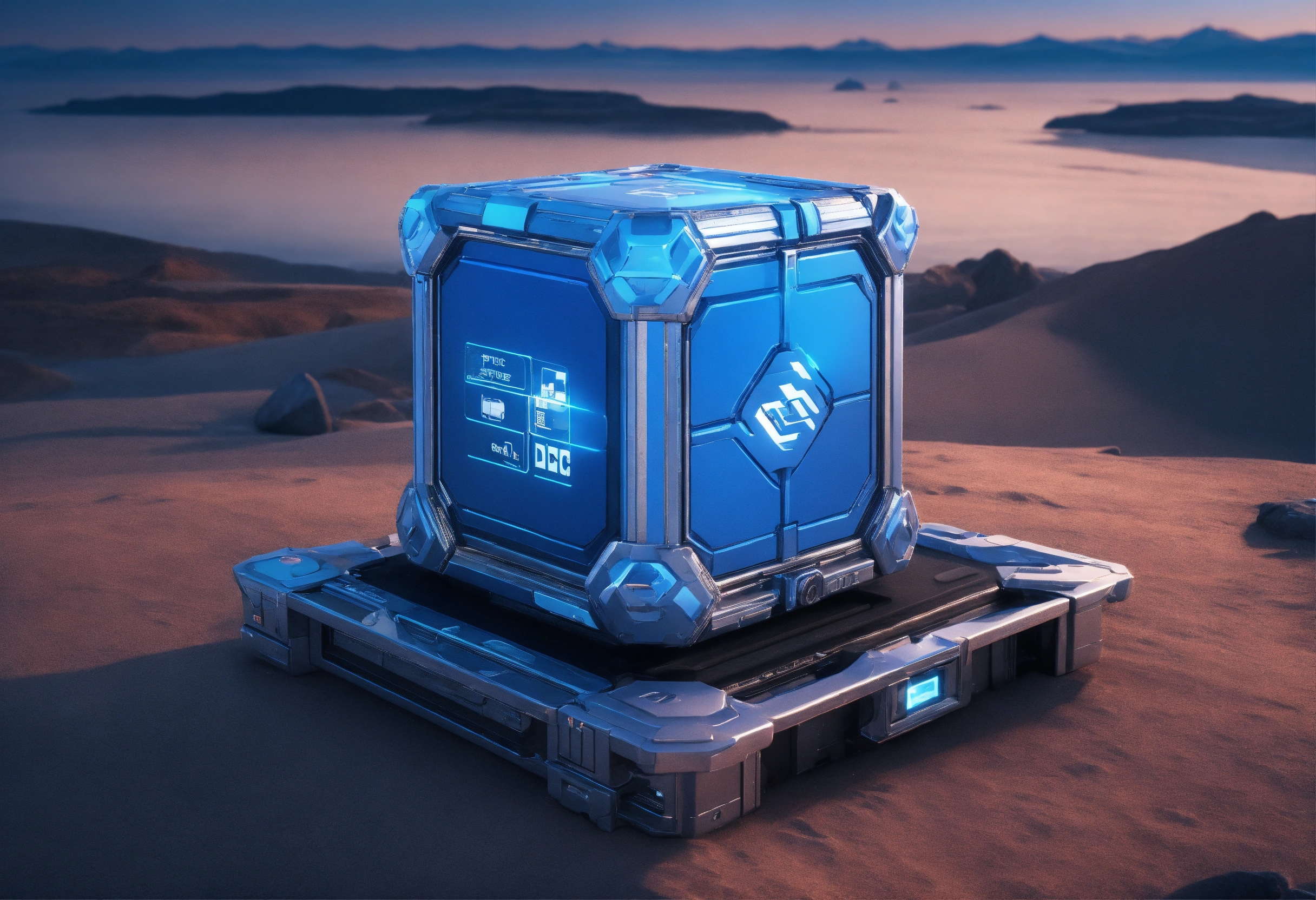 Lexica - Epic blue destop with silver loading screen, unreadebale ...