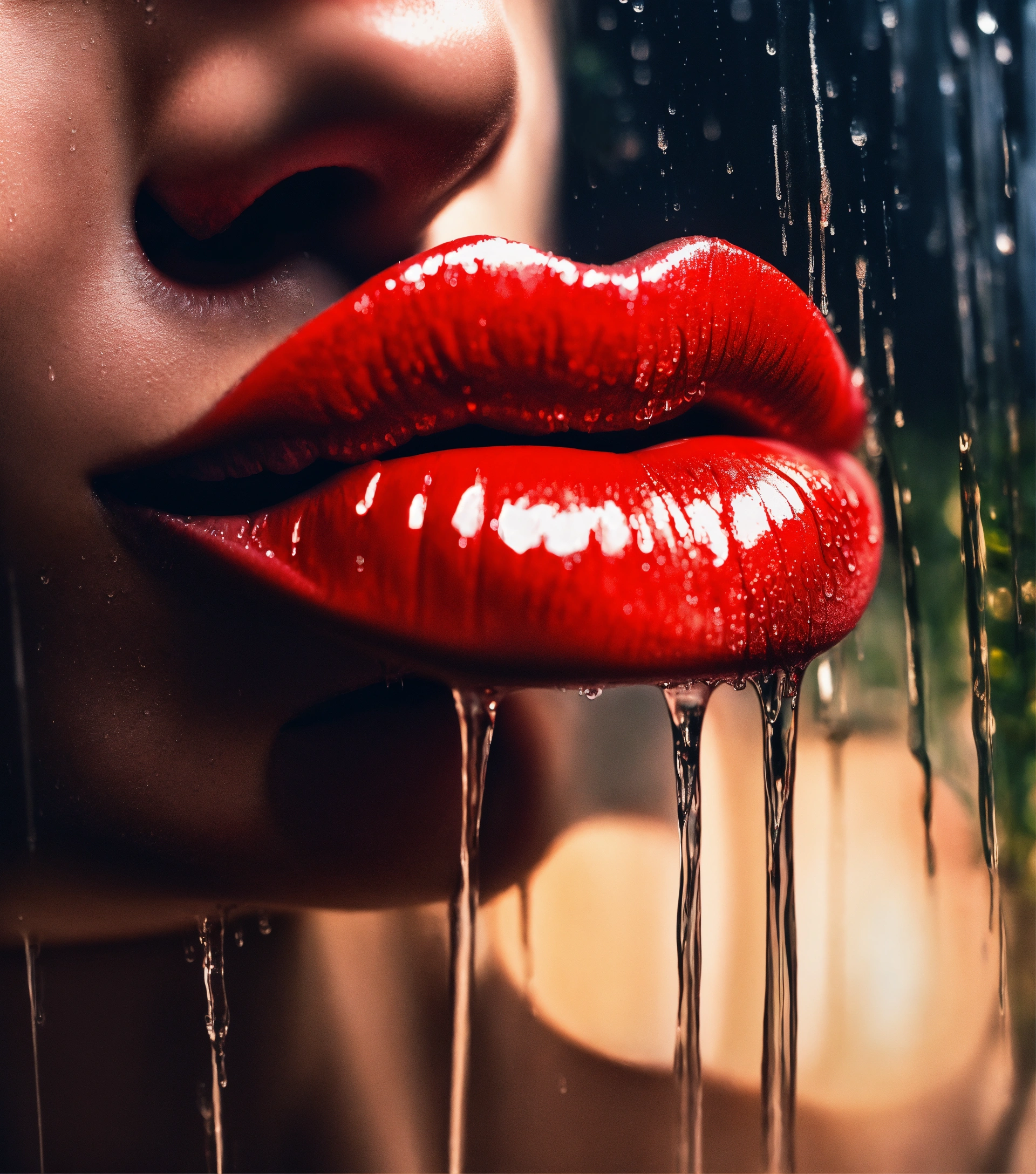 Lexica - A pair of lips, rain dripping with rain inside, 10d ...