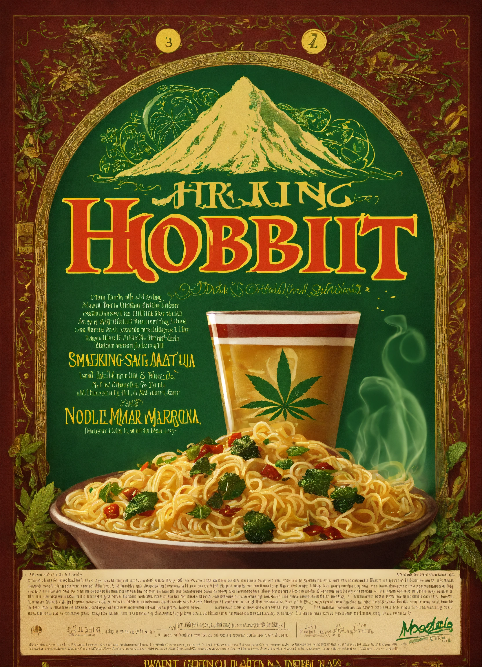 Lexica - A drink hobbit smoking marijuana and rating noodle