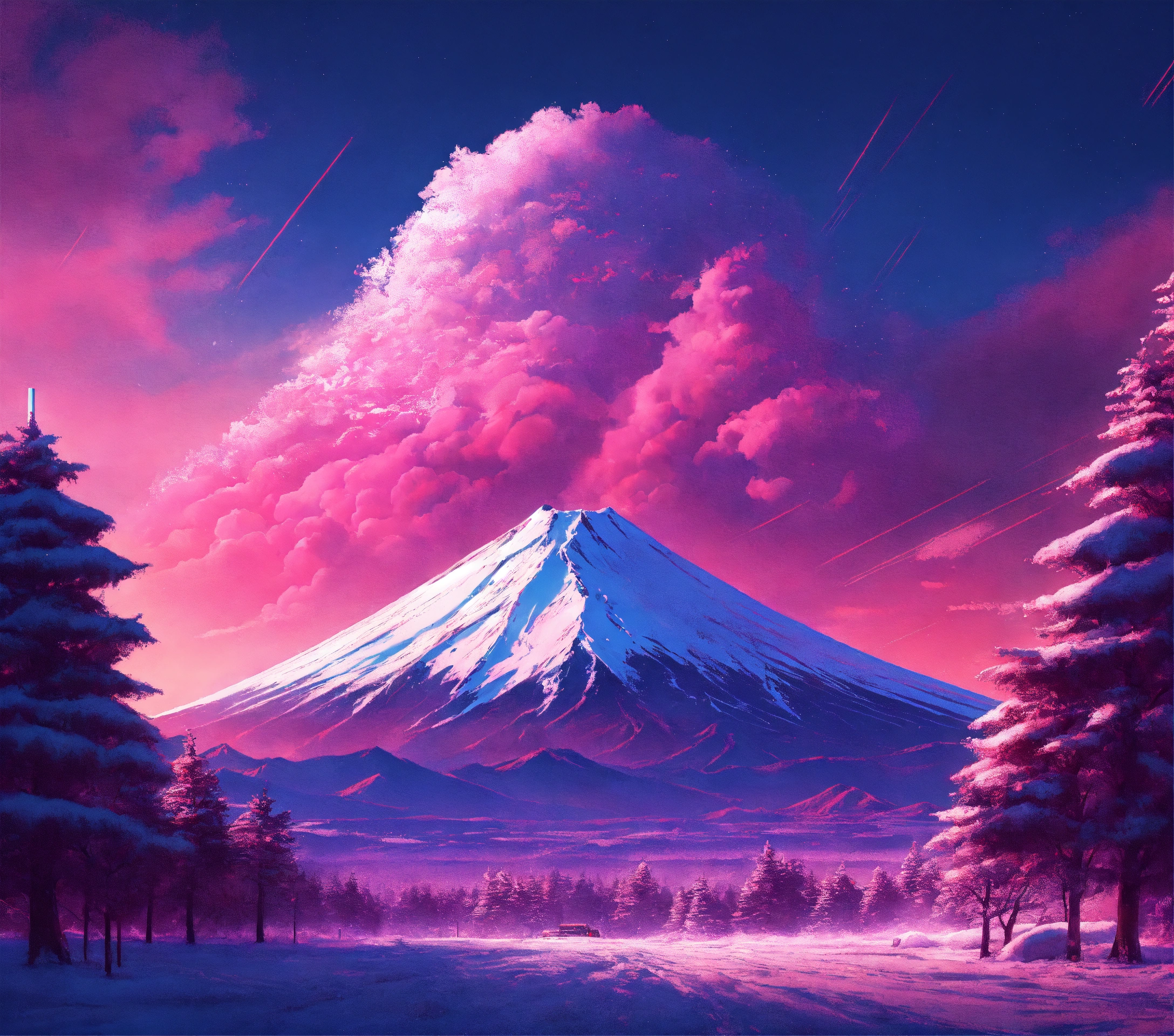 Lexica - Synthwave style snowy fuji yama future