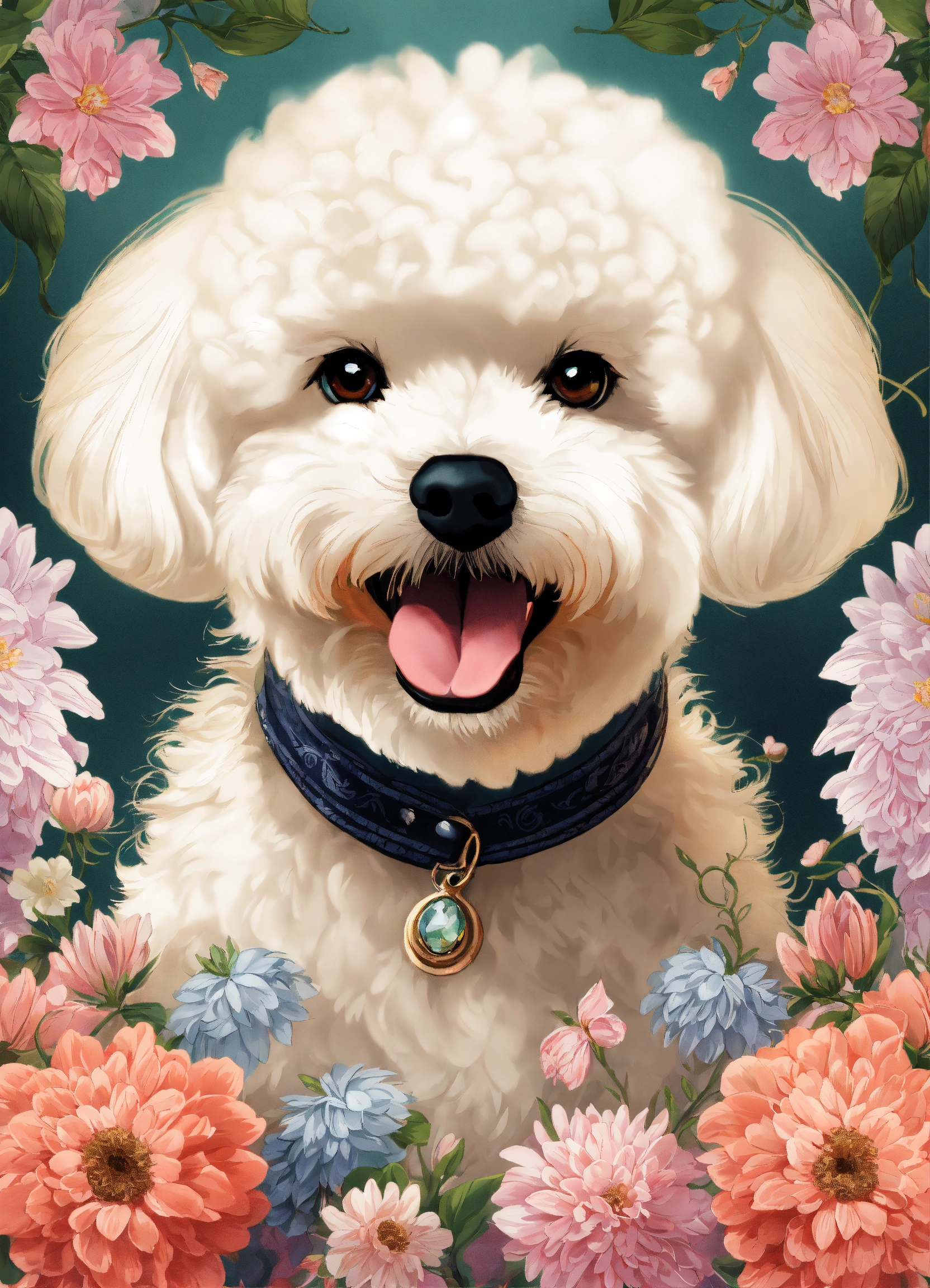 Lexica - Overwhelmingly beautiful bichon friese framed with vector ...