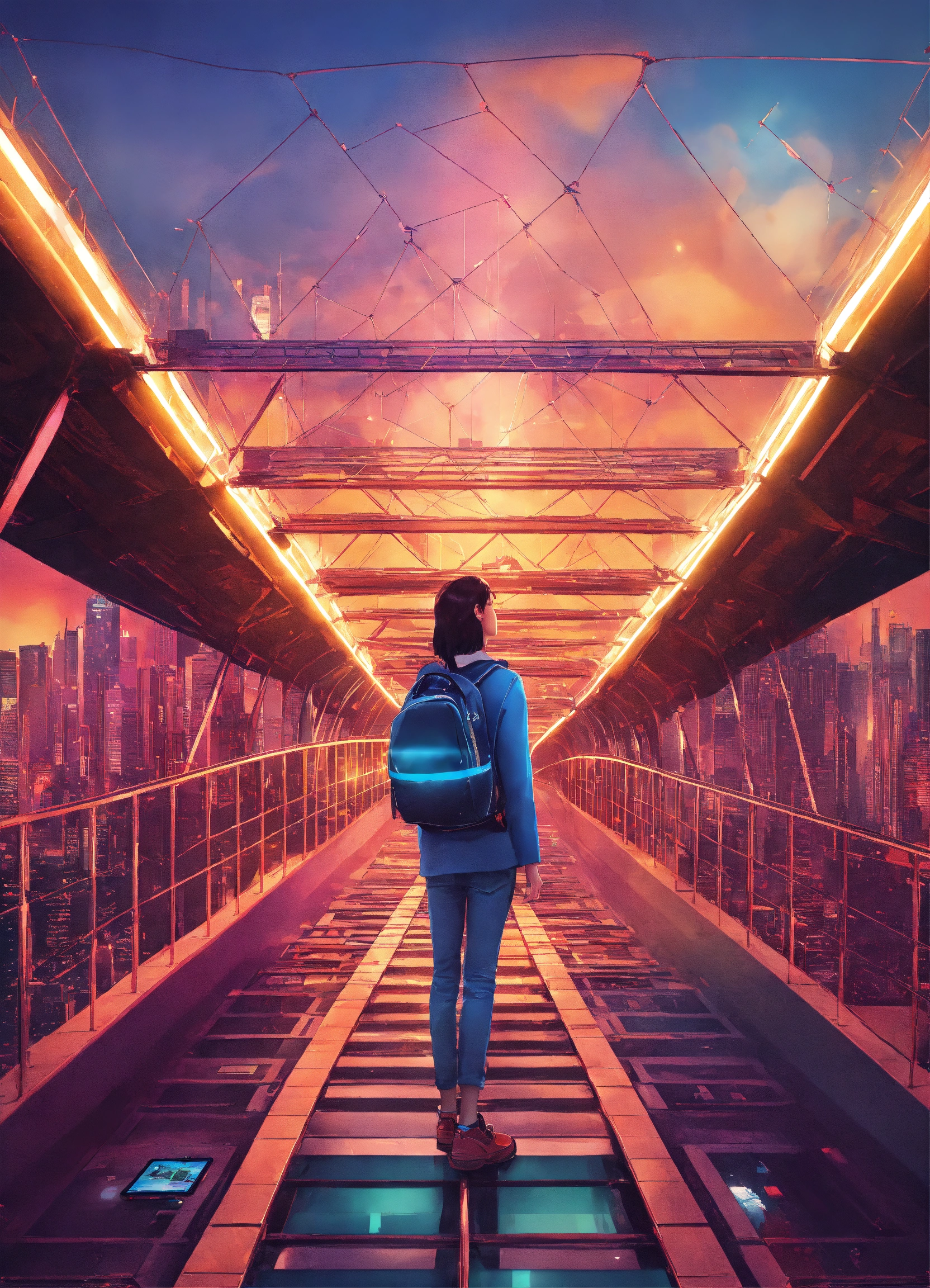 Lexica - Visualize a futuristic bridge, symbolizing connection and ...