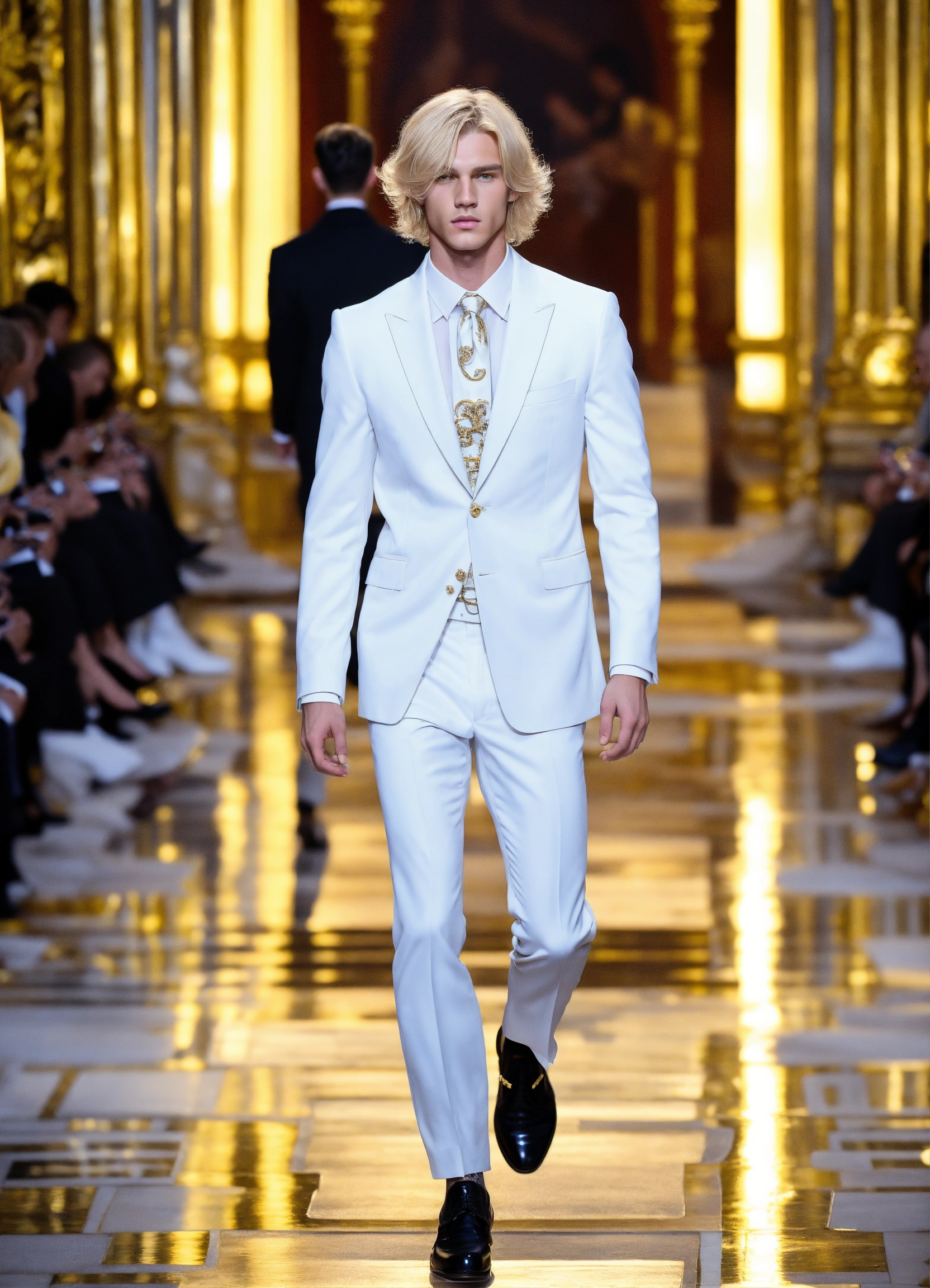 Lexica - A full-body portrait of a pale blonde young man Male fashion ...